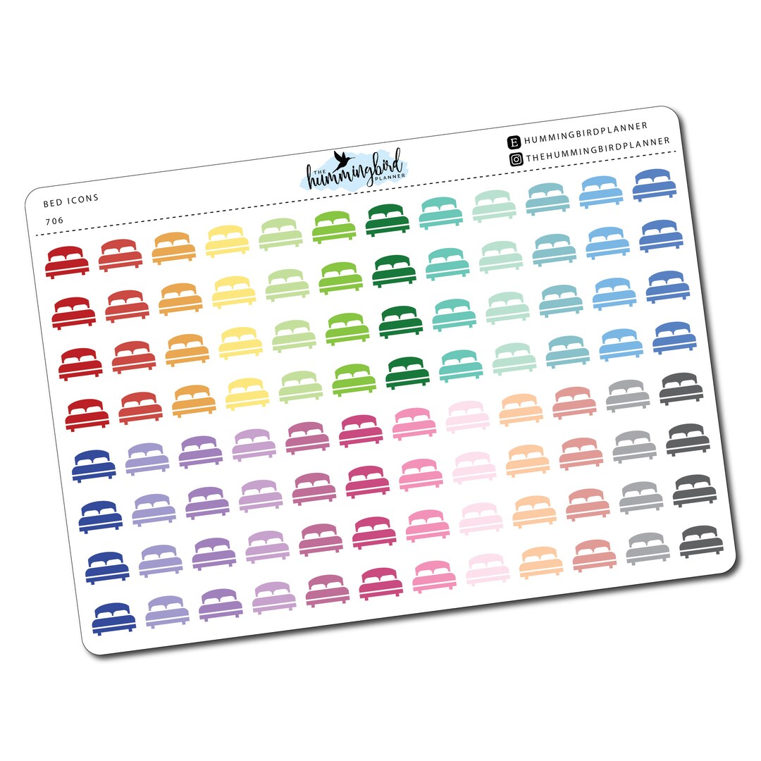 Bed Icons 706 Planner Stickers for MAMBI and Erin Condren Planners ...