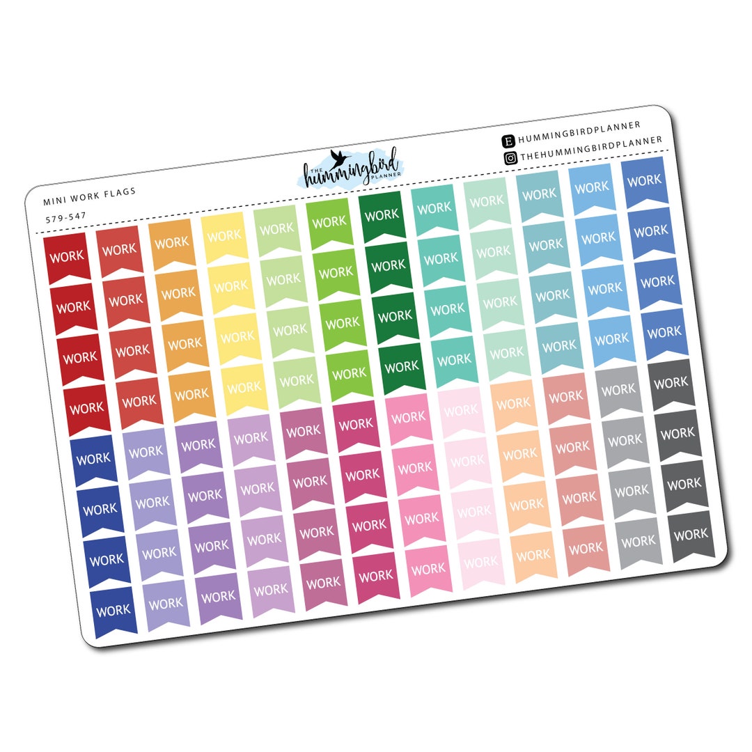 Mini Work Flags 579 Planner Stickers for MAMBI and Erin Condren ...