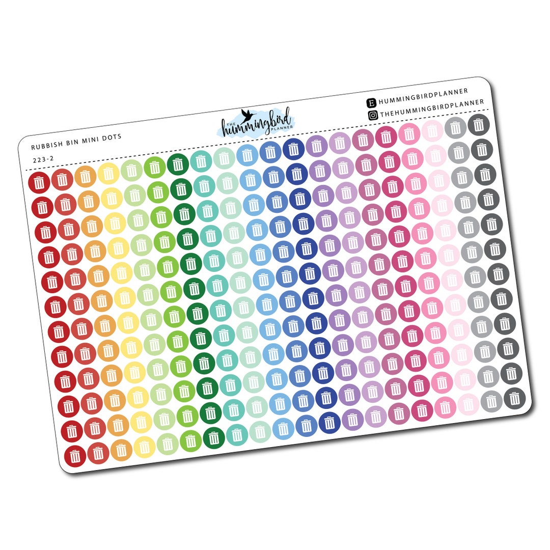 Rubbish Bin Mini Dots / Small Circle Stickers 223 Planner Stickers for ...