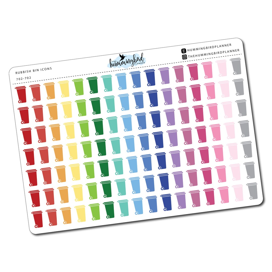 Rubbish Bin Icons 702 Planner Stickers for MAMBI and Erin Condren ...