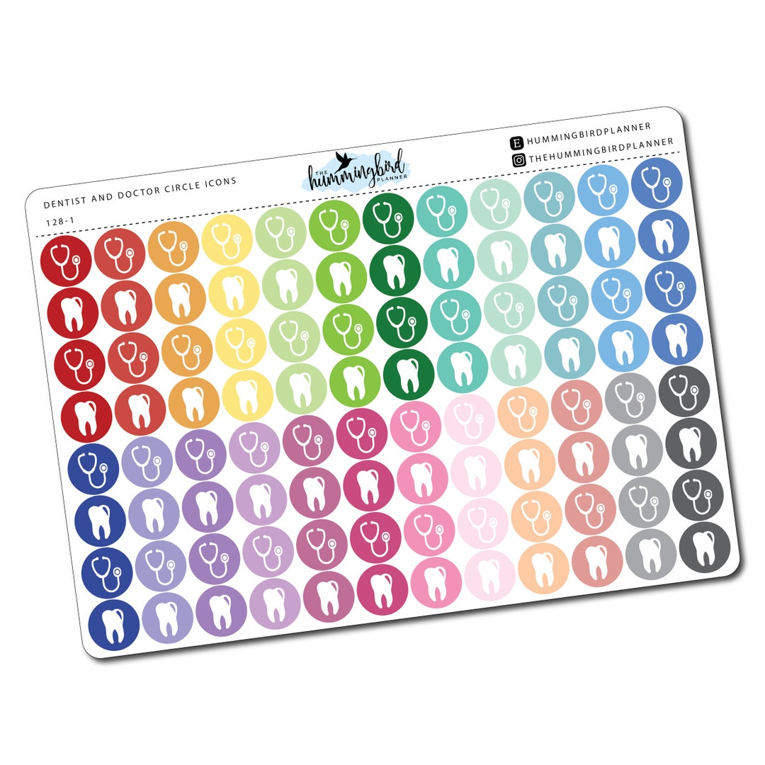 Dentist and Doctors Circle Icons 128 Planner Stickers for - Etsy