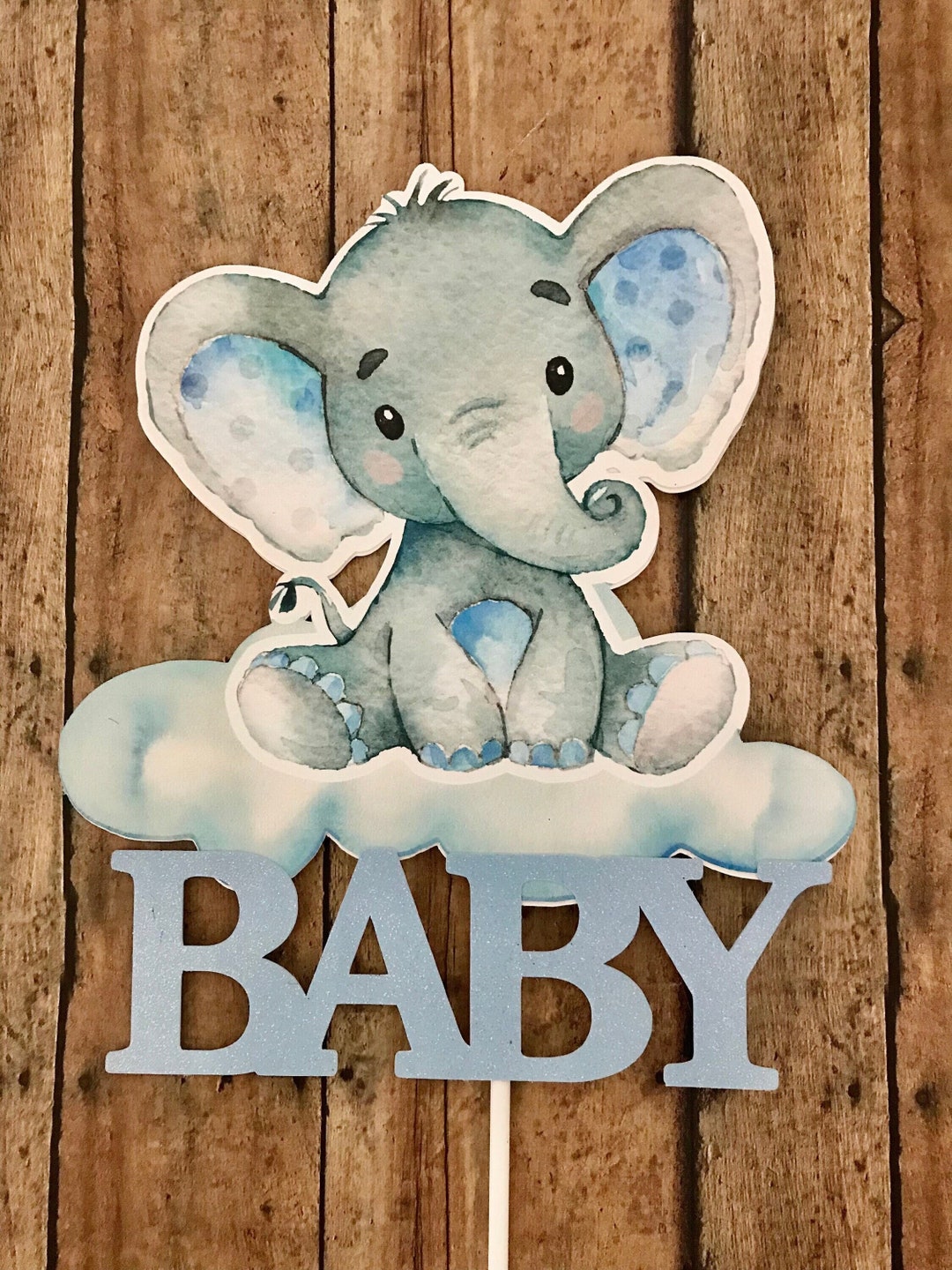Baby Boy Elephant Cake Topper, Baby Elephant, Polka Dot Elephant, Baby ...
