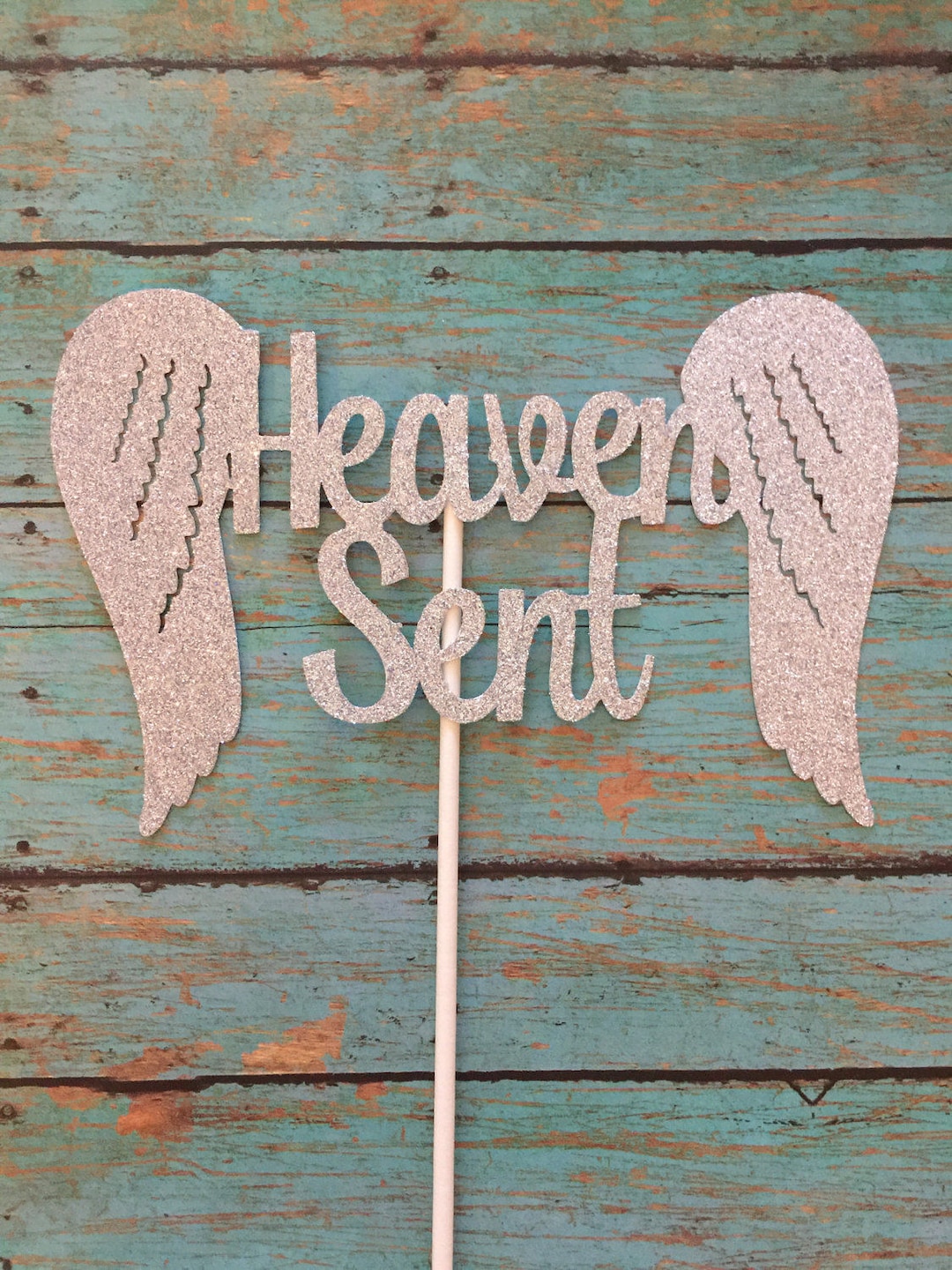 Girl Baby Shower, Heaven Sent Cake Topper, Birthday, Angel Wings, First ...
