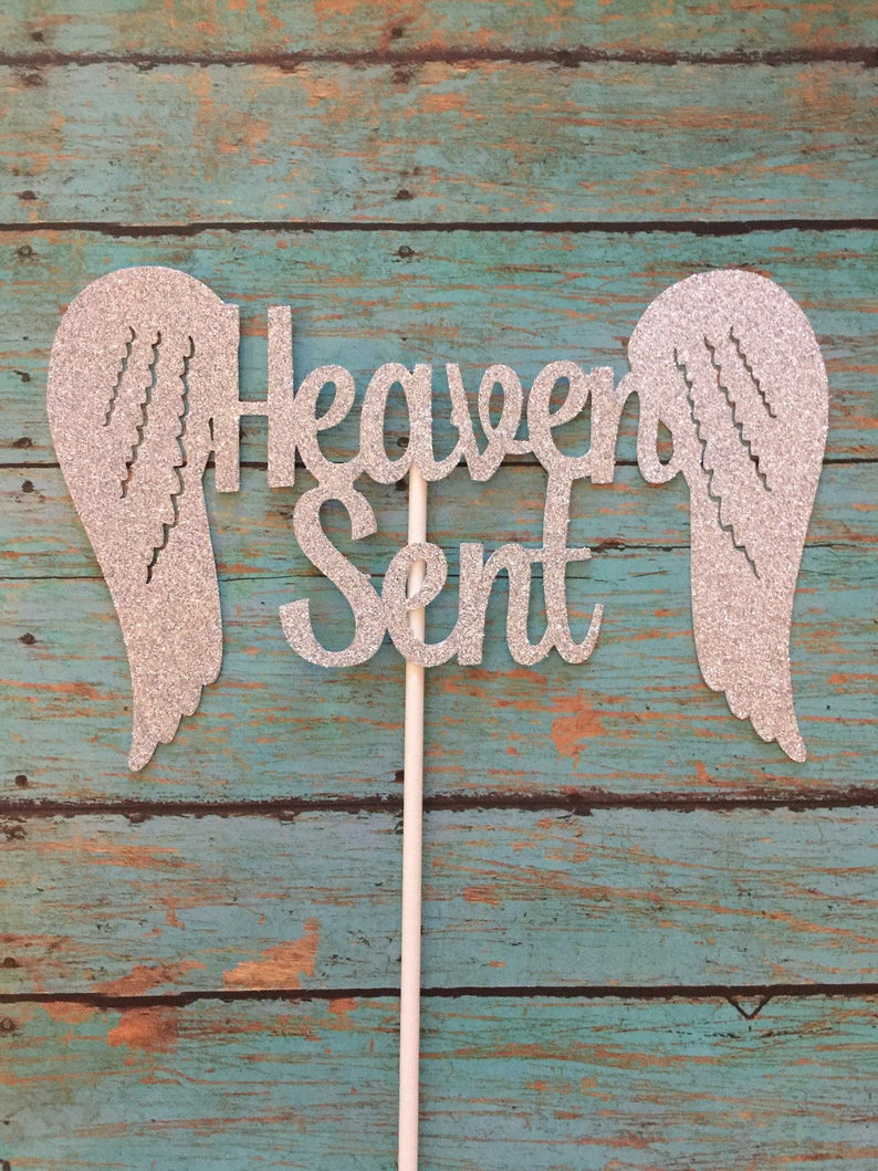 Girl Baby Shower Heaven Sent Cake Topper Birthday Angel - Etsy
