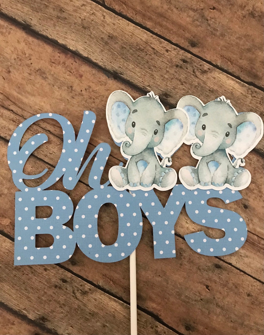 Oh Boys Elephant Cake Topper, Baby Elephants, Polka Dot Elephant, Oh ...
