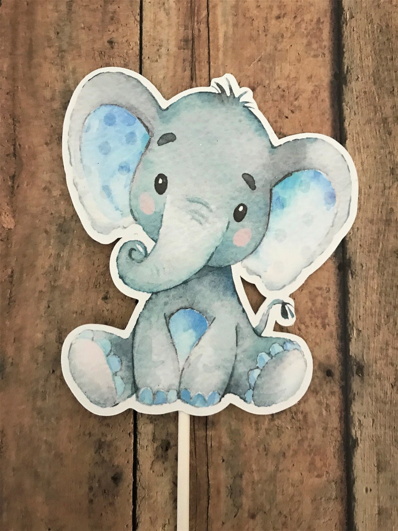 Blue Elephant Cake Topper Baby Elephant Cake Topper Elephant - Etsy