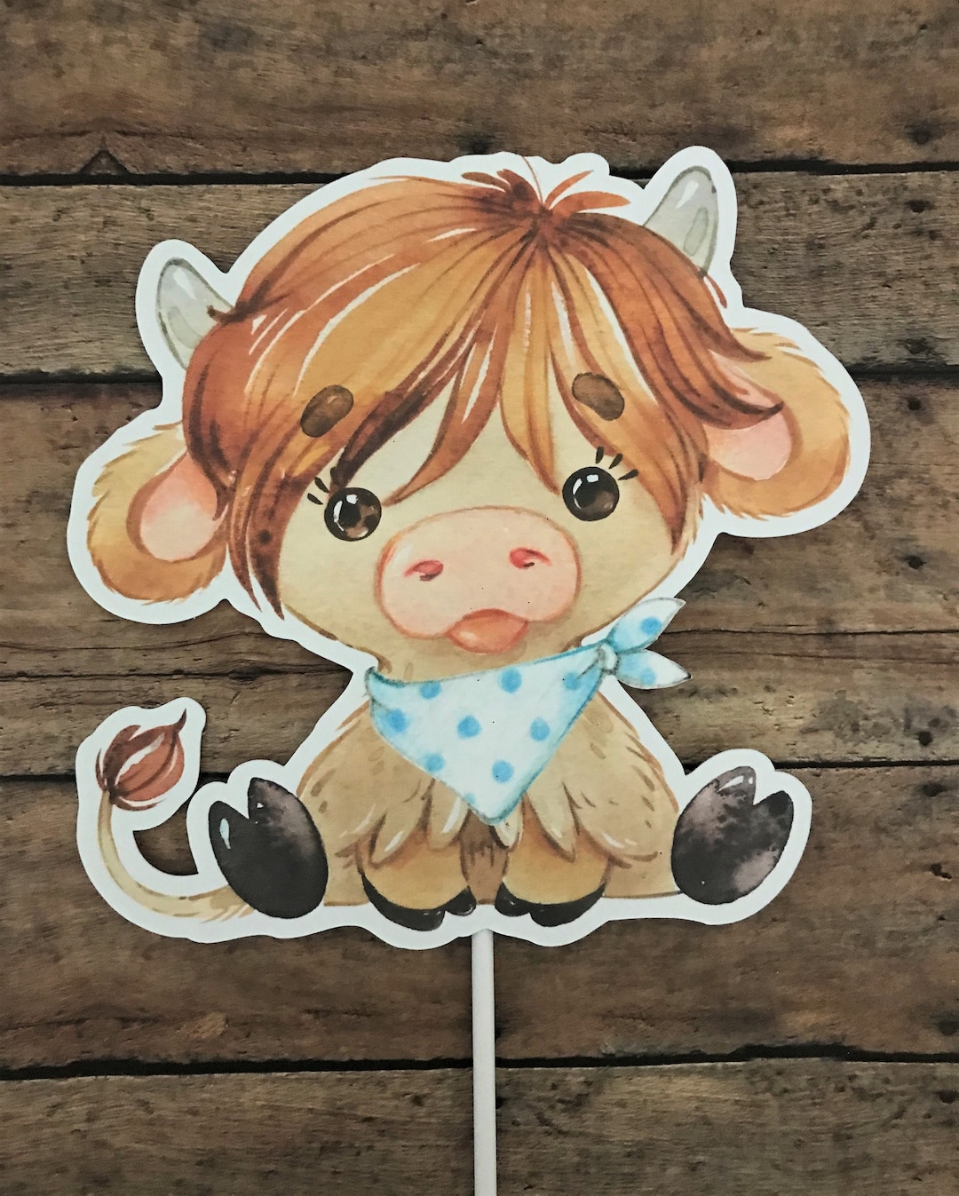 Highland Baby Boy Cow Cake Topper, Baby Shower Cow, Farm Animal ...