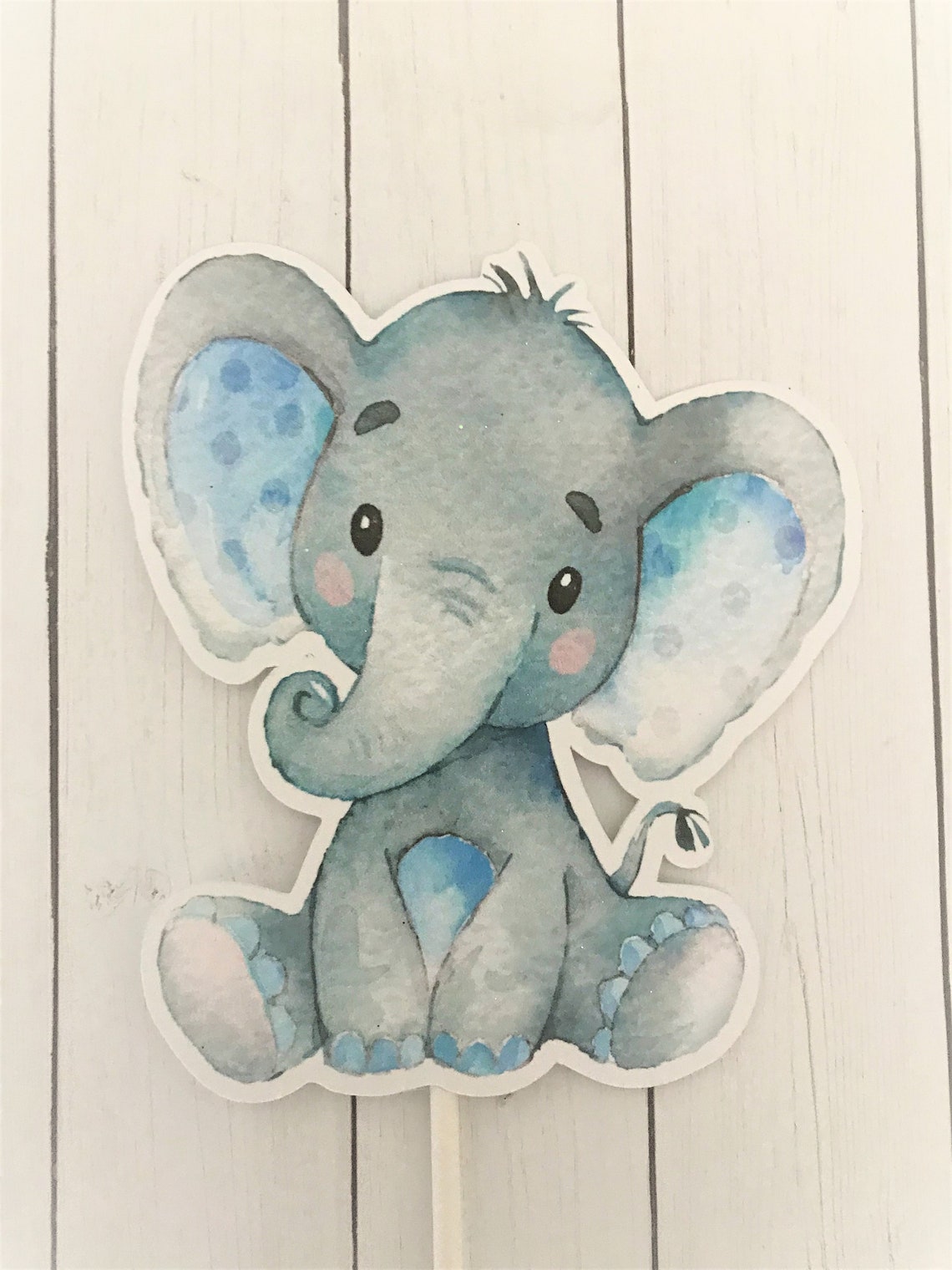 Blue Elephant Cake Topper Baby Elephant Cake Topper Elephant - Etsy