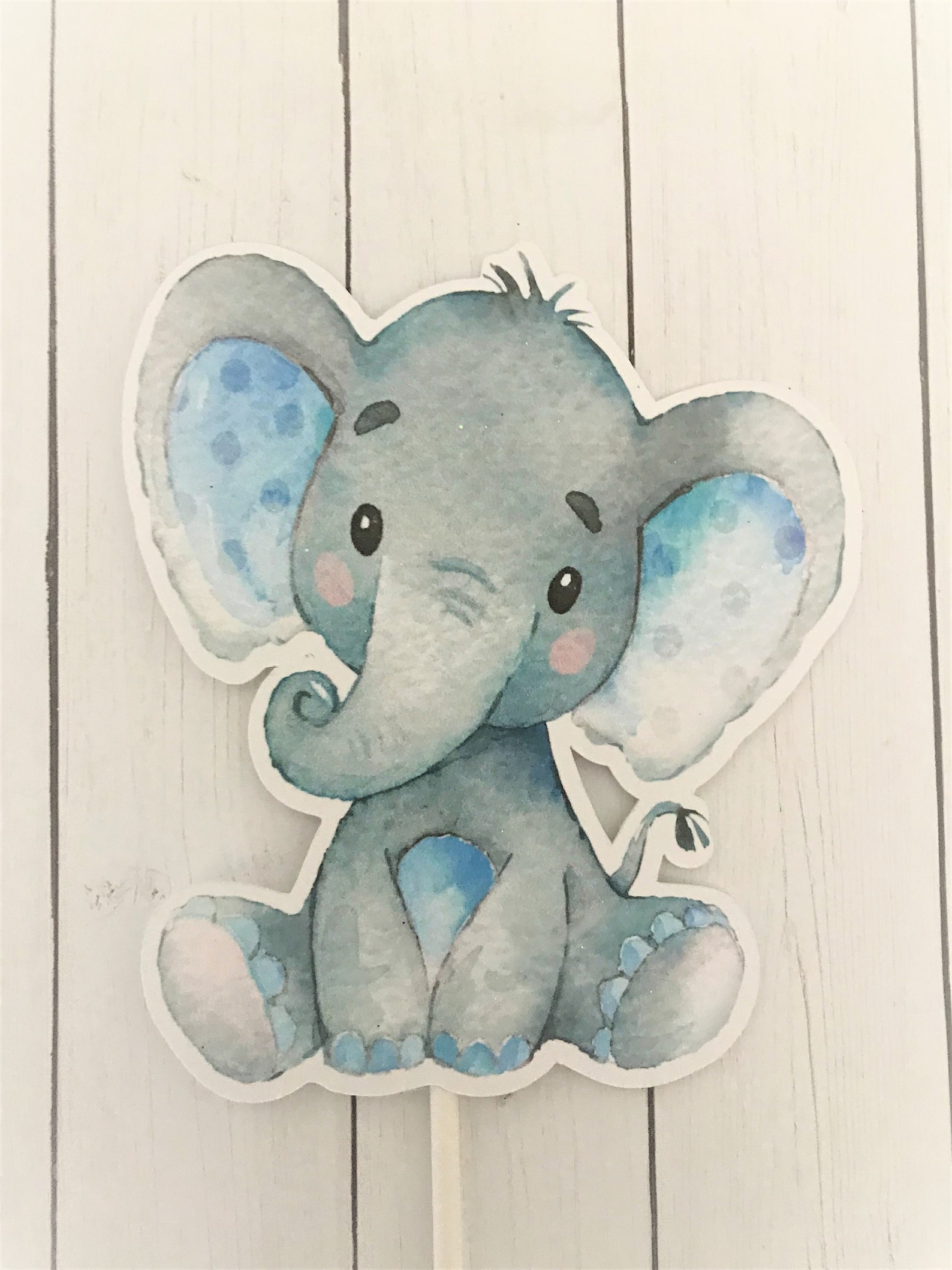 Blue Elephant Cake Topper Baby Elephant Cake Topper Elephant - Etsy
