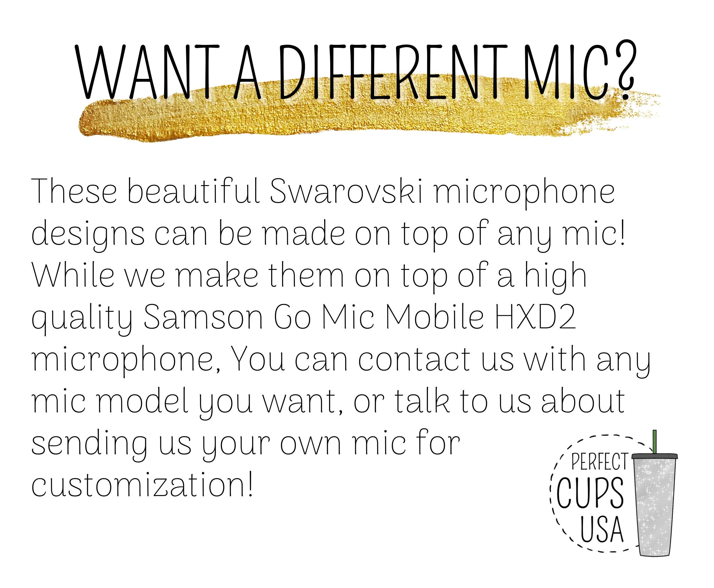 Silver & Pink Custom Name Microphone, Swarovski Crystal Bling Wireless ...