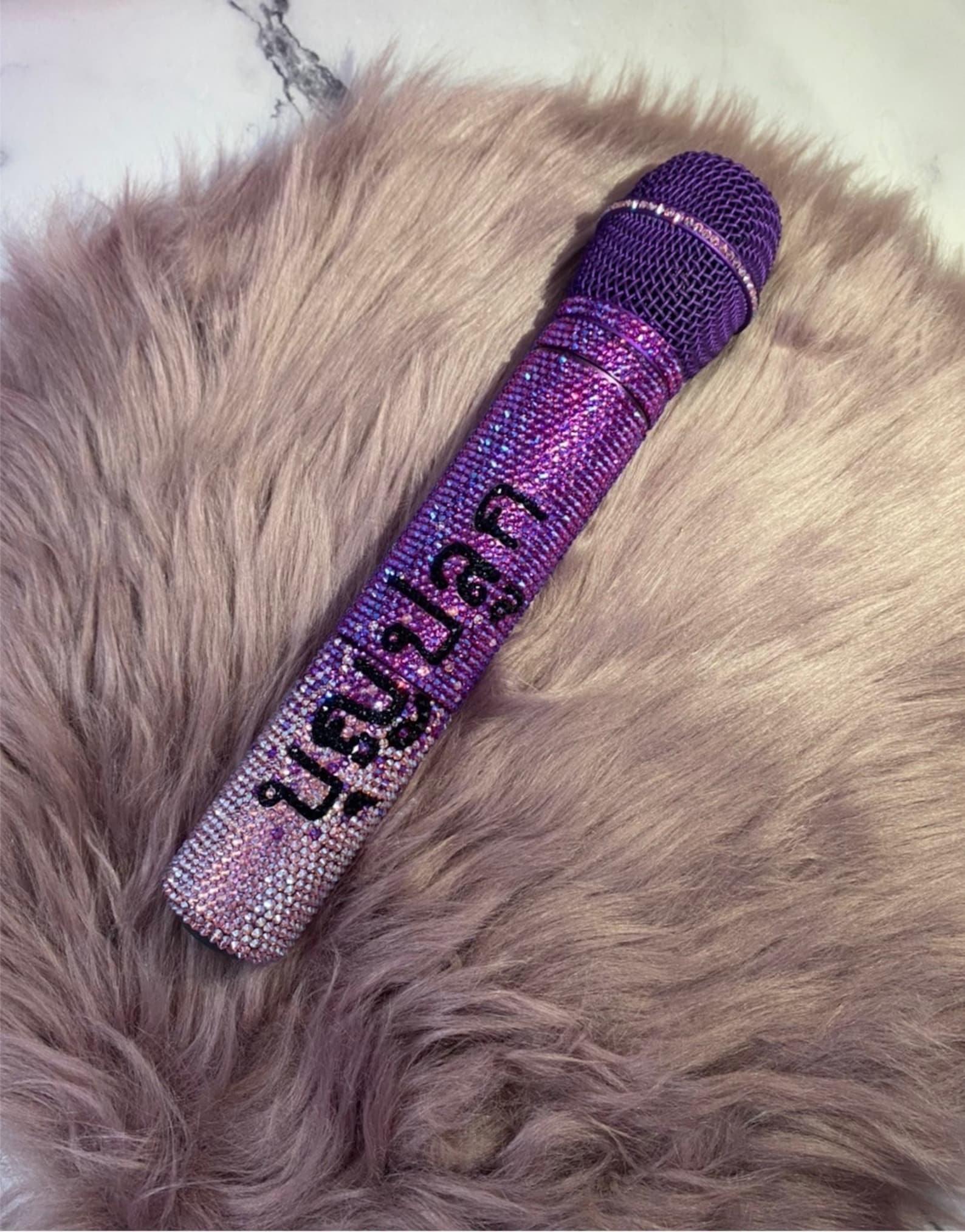 PINK & Purple FULL Bling Wireless Microphone With Name, Genuine ...