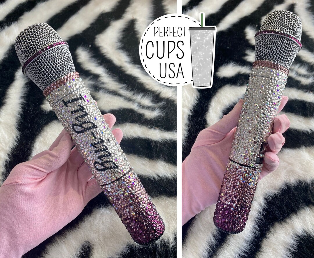 Silver & Purple Bling Wireless Microphone With Name, Genuine Swarovski ...