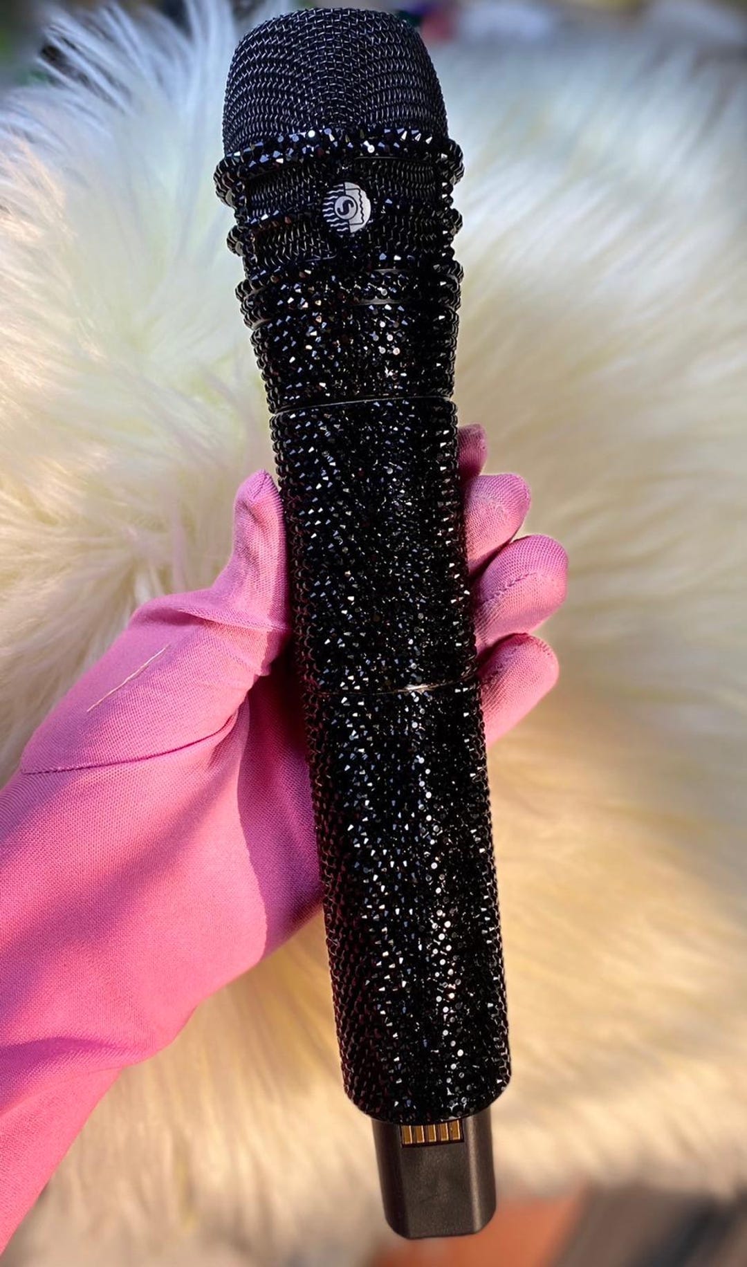 Black Bling Wireless Microphone With Name, Genuine Swarovski Crystal ...