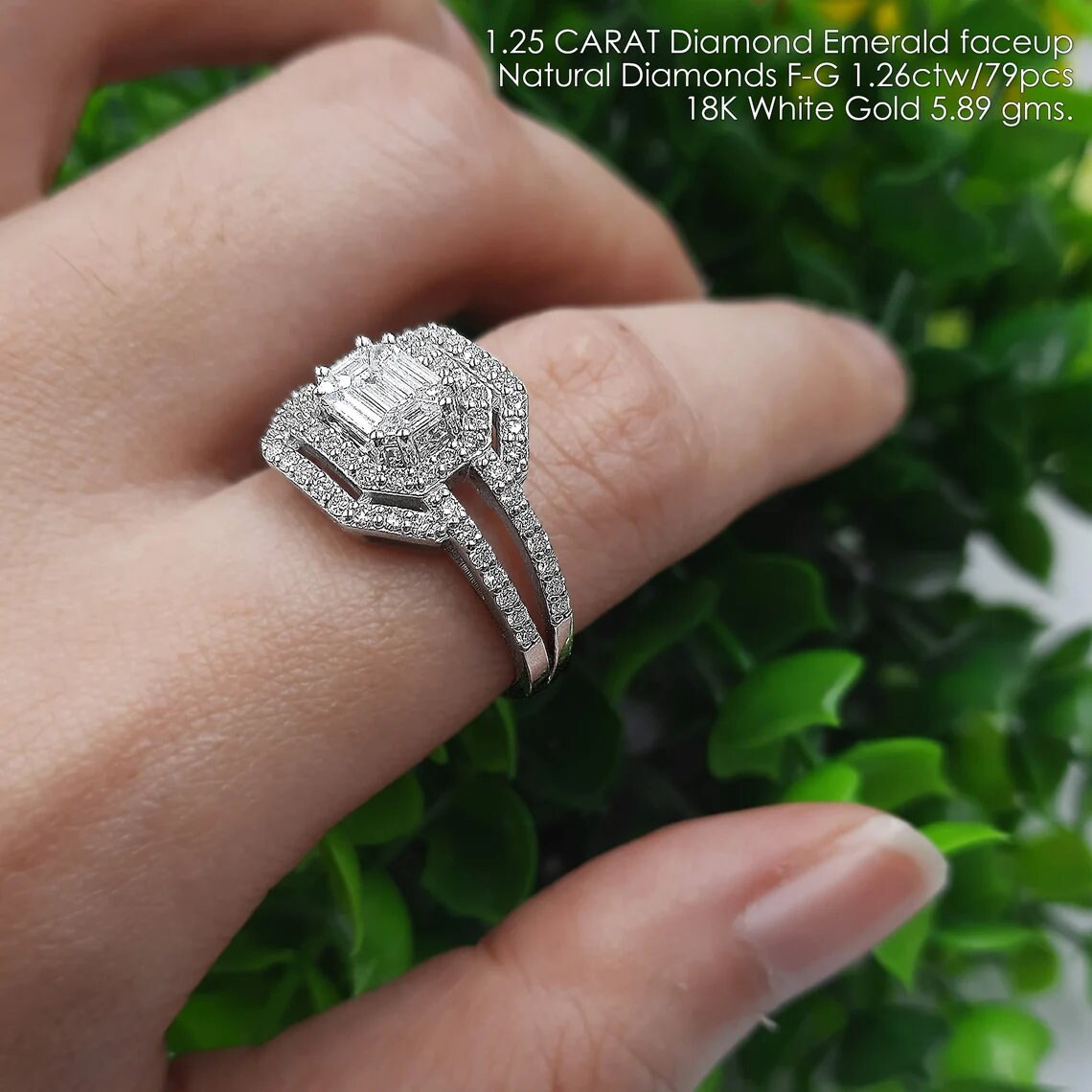 1.25ct Emerald Cut Diamond Faceup Natural Diamonds Pie-cut 1.26ctw in ...