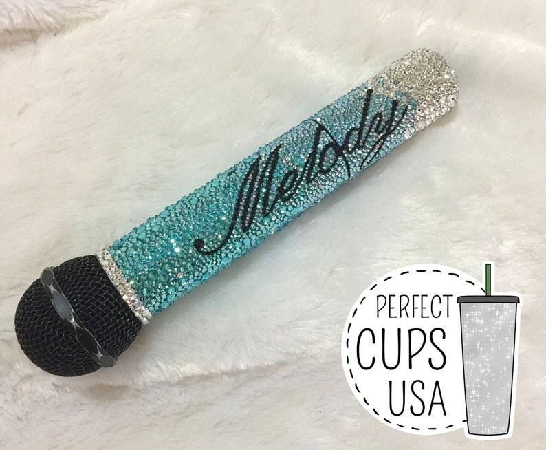 Blue Bling Wireless Microphone With Name, Genuine Swarovski Crystal ...