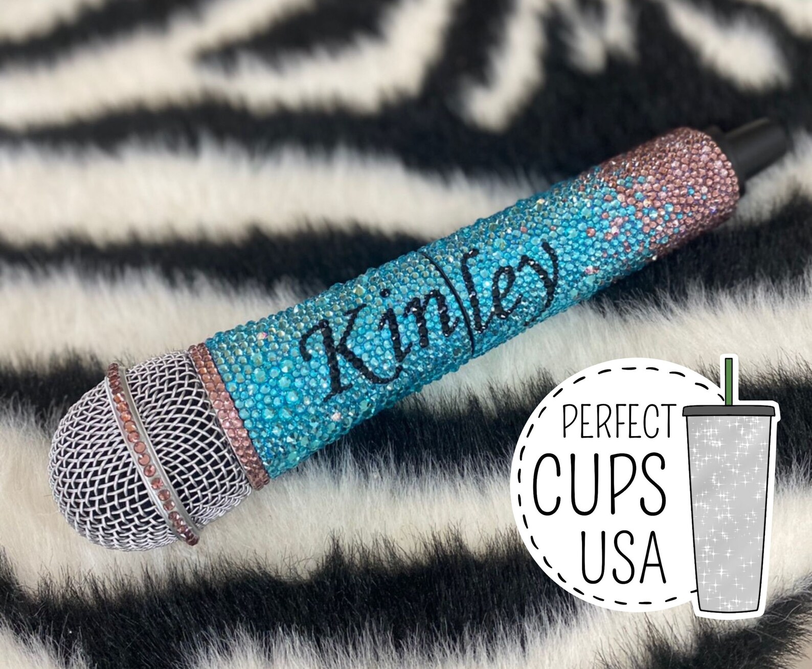 Blue Madness Custom Name Microphone, Swarovski Crystal Bling Wireless ...