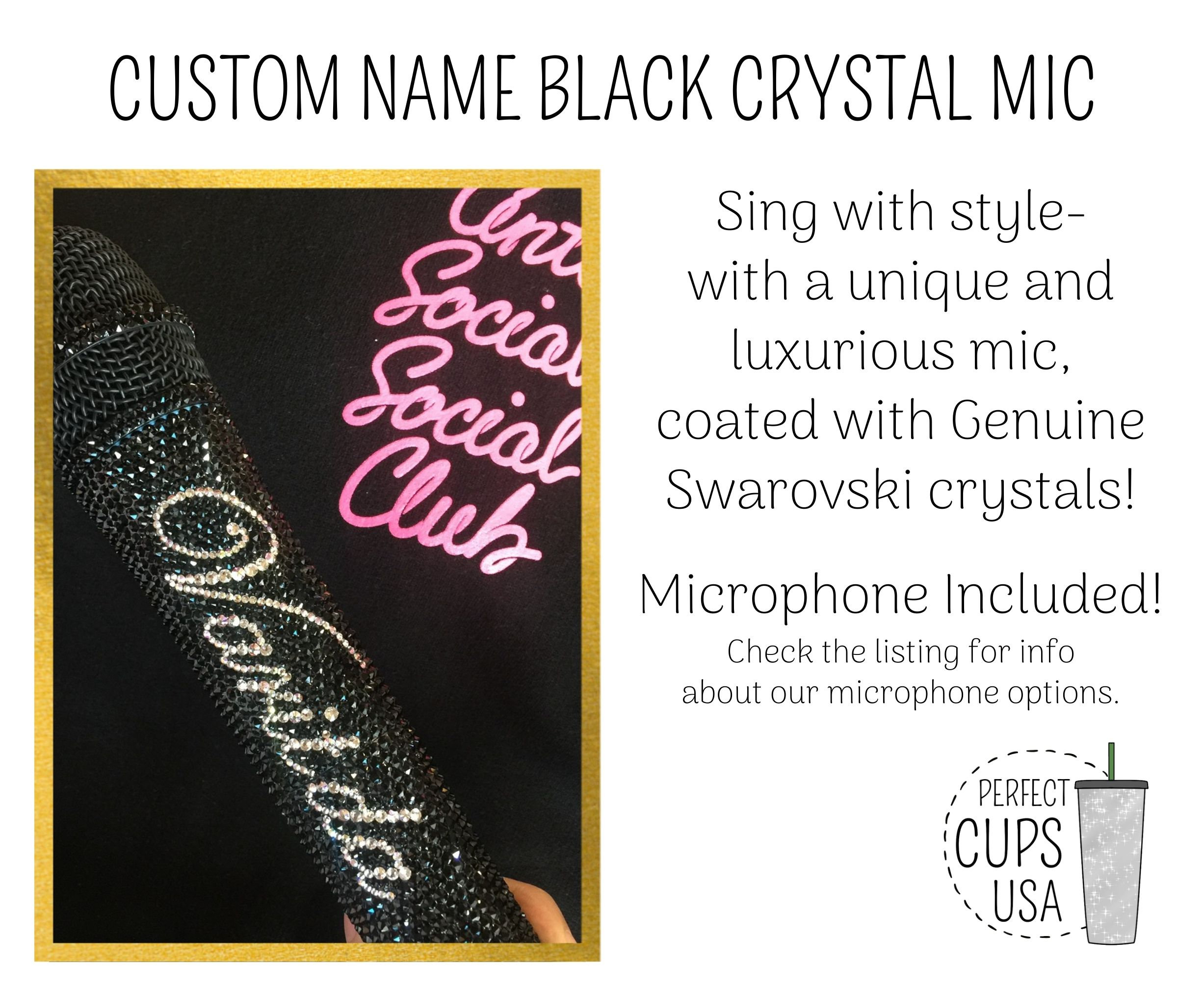 Glam Black Custom Name Microphone, Black Swarovski Crystal Bling ...