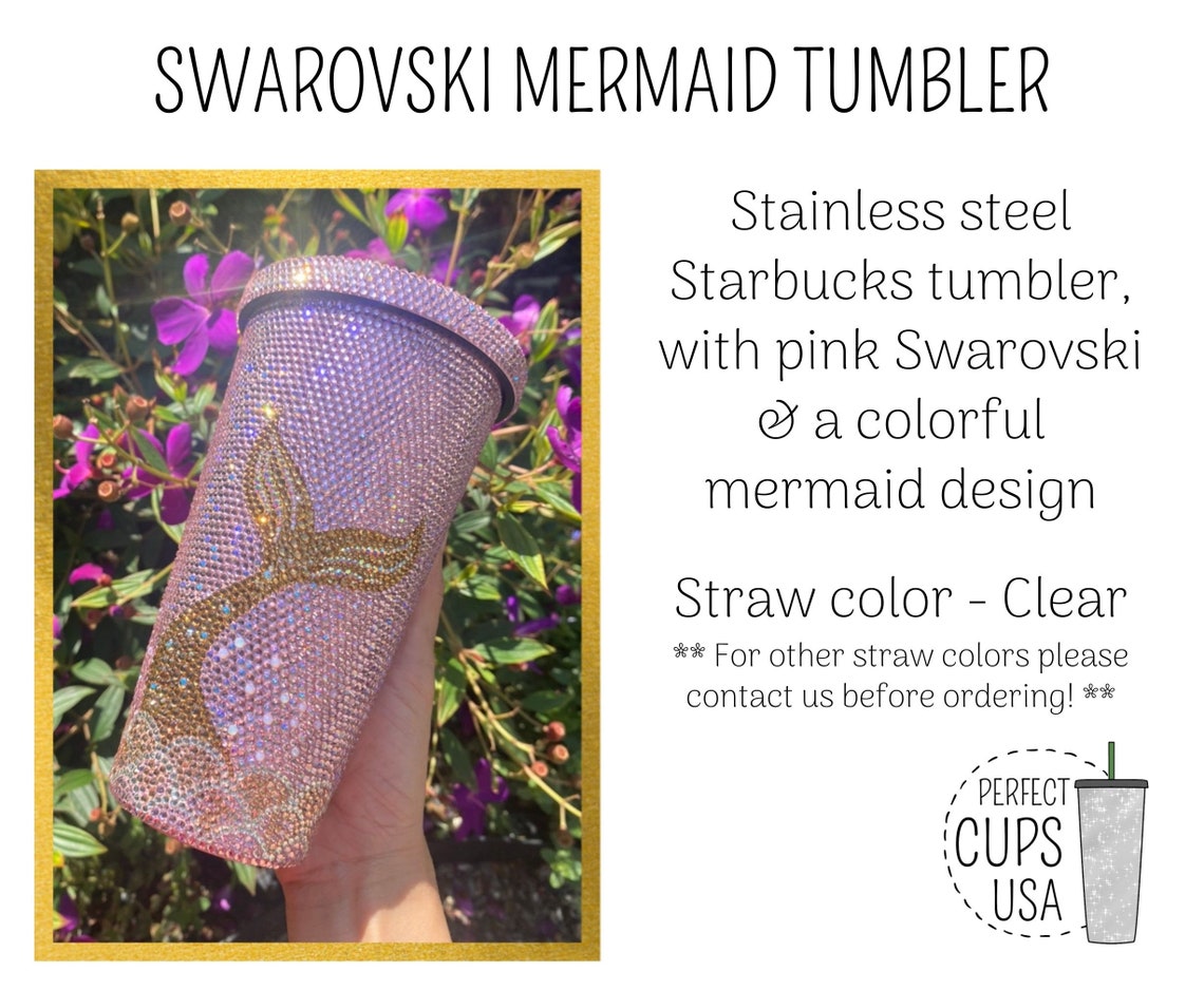 MERMAID Starbucks Tumbler With Genuine Swarovski Stones, Personalized ...