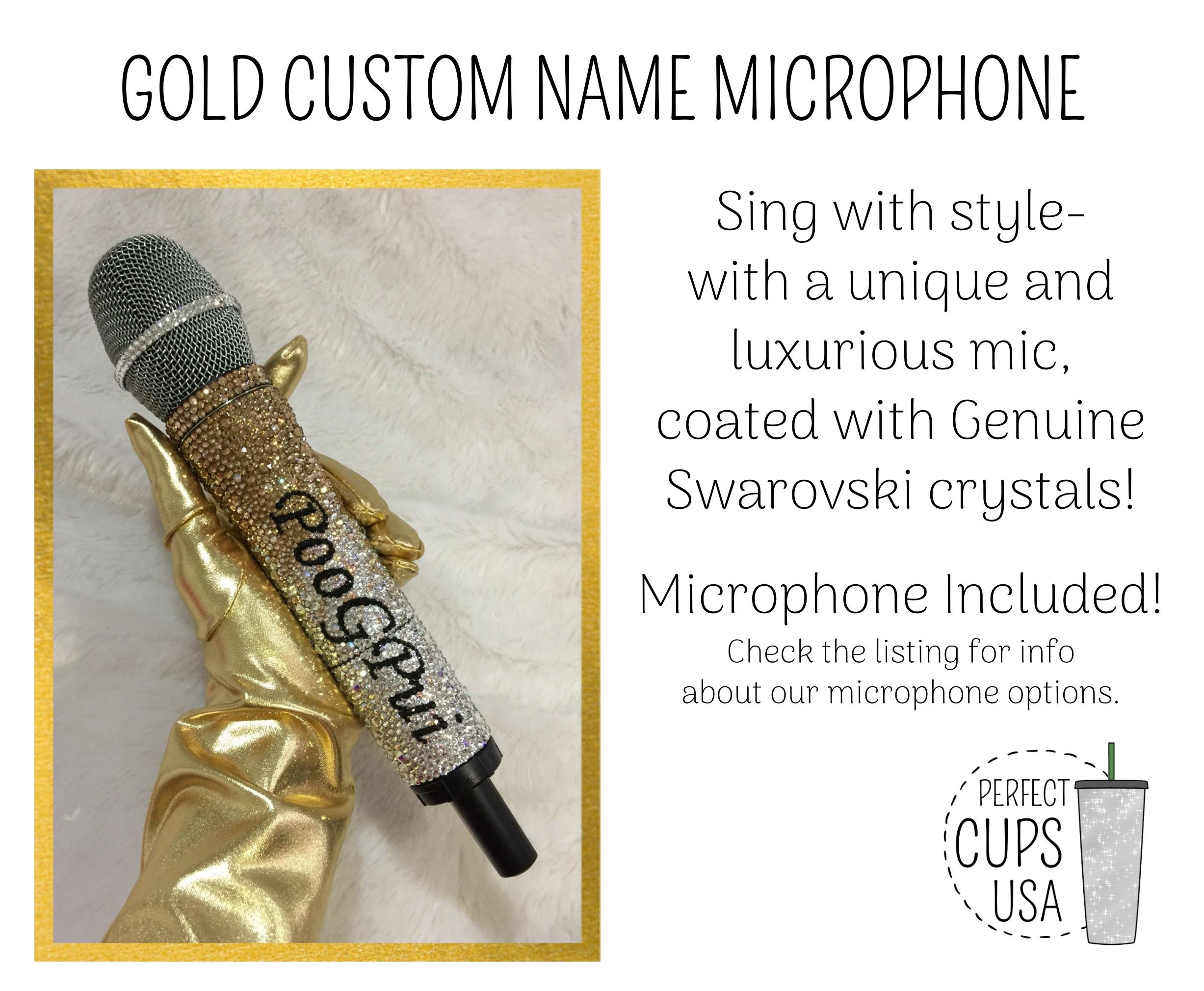 Custom Microphone Rhinestone Swarovski Crystal Wireless Bling ...
