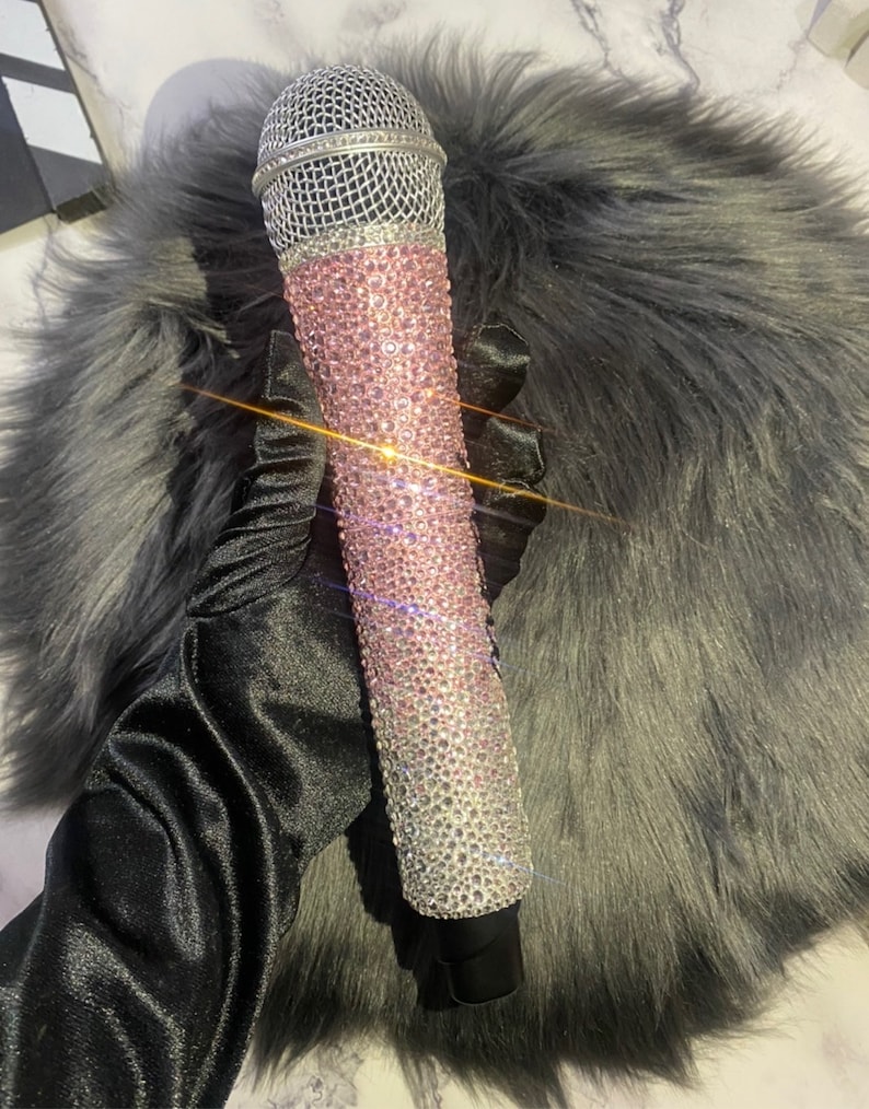 Silver & Baby Light PINK Bling Wireless Microphone With Name, Genuine ...