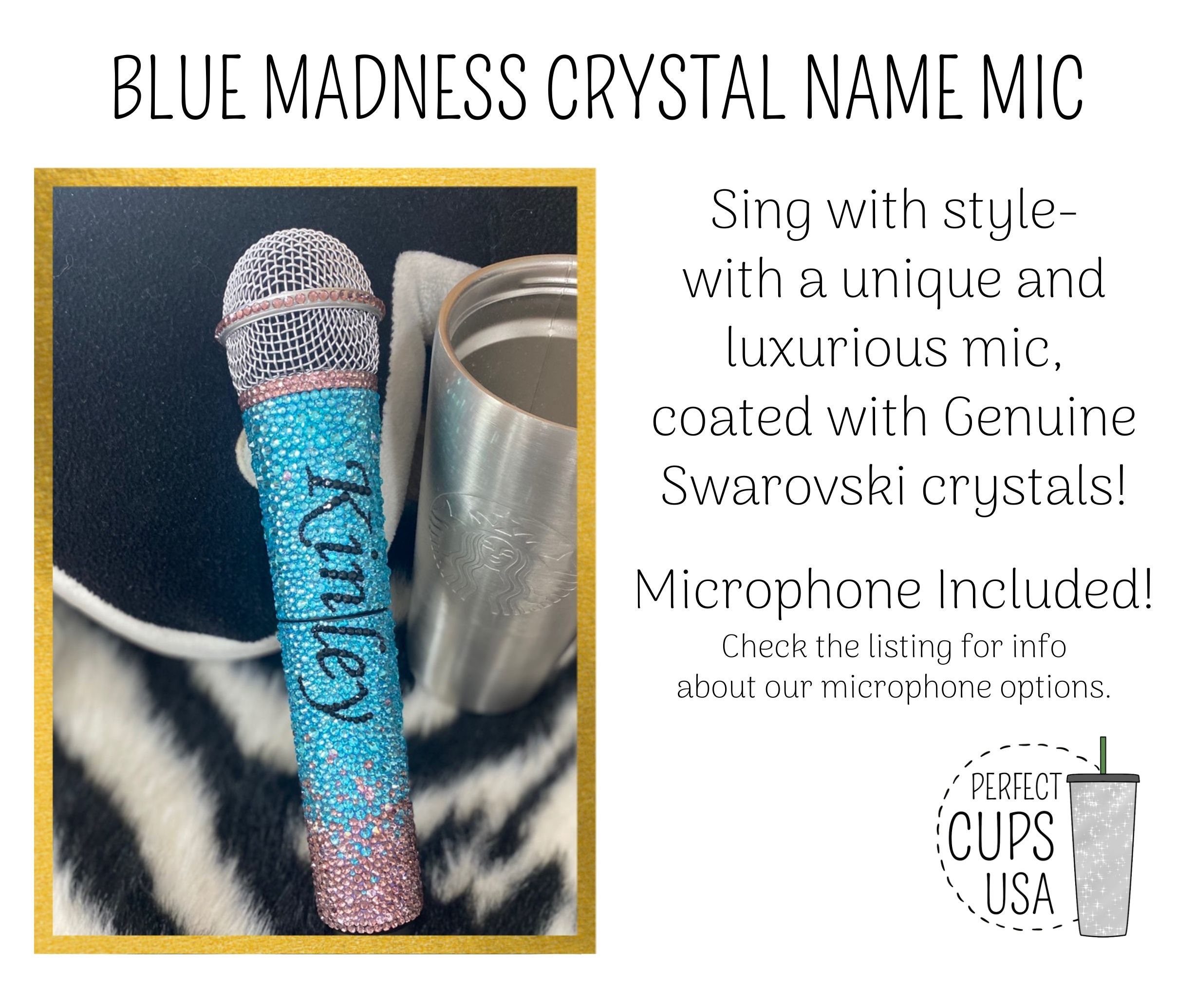 Blue Madness Custom Name Microphone, Swarovski Crystal Bling Wireless ...