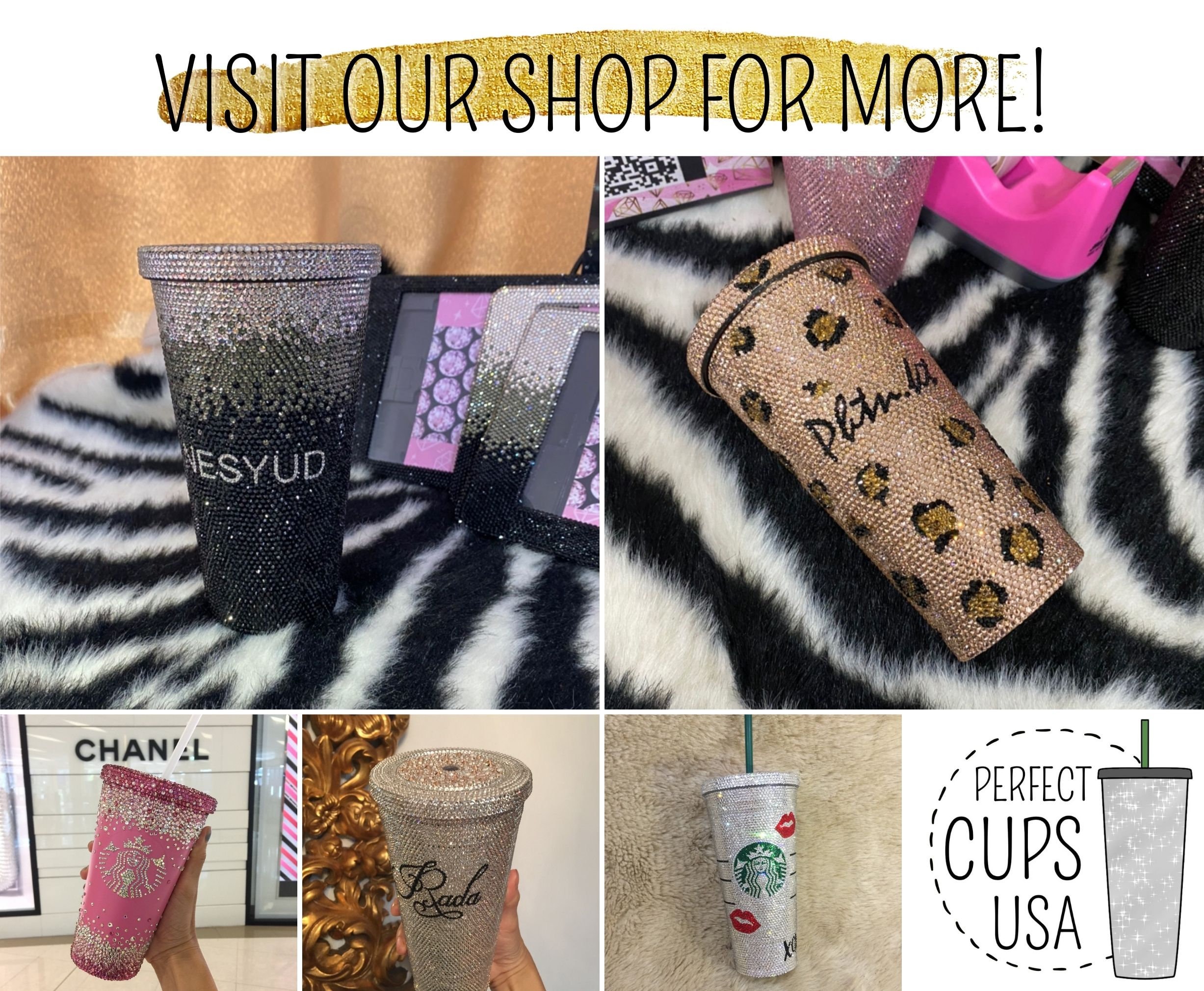 XOXO Swarovski Crystal Starbucks Tumbler, Silver Rhinestone Plated ...
