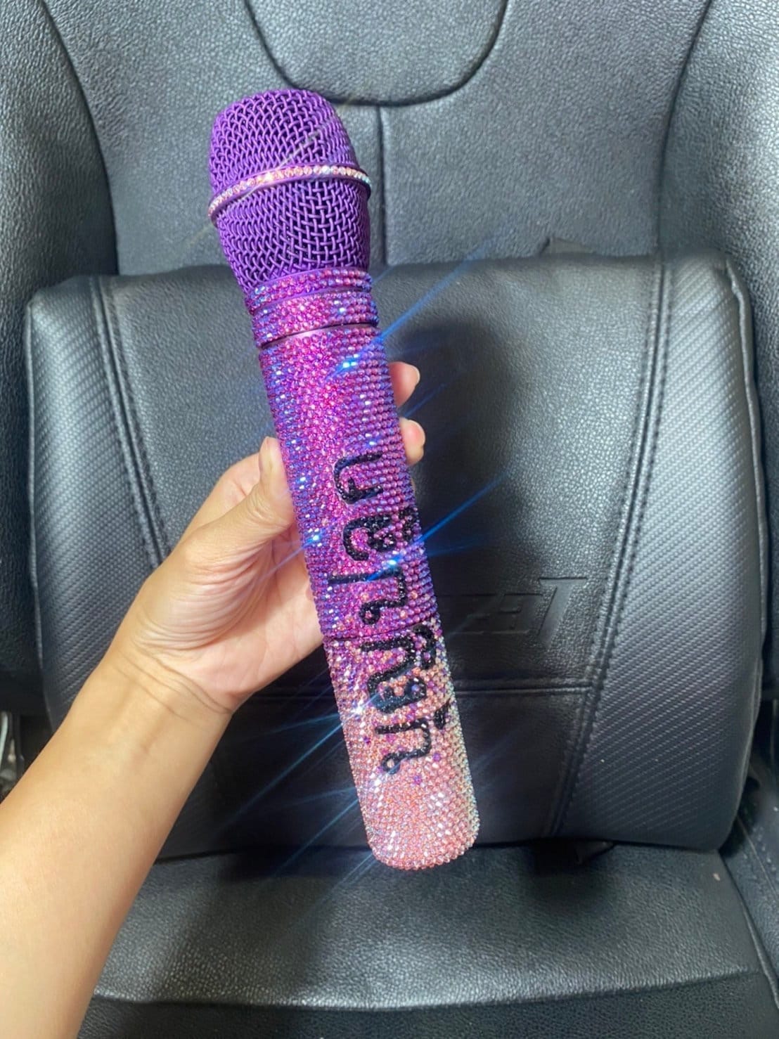 PINK & Purple FULL Bling Wireless Microphone With Name, Genuine ...
