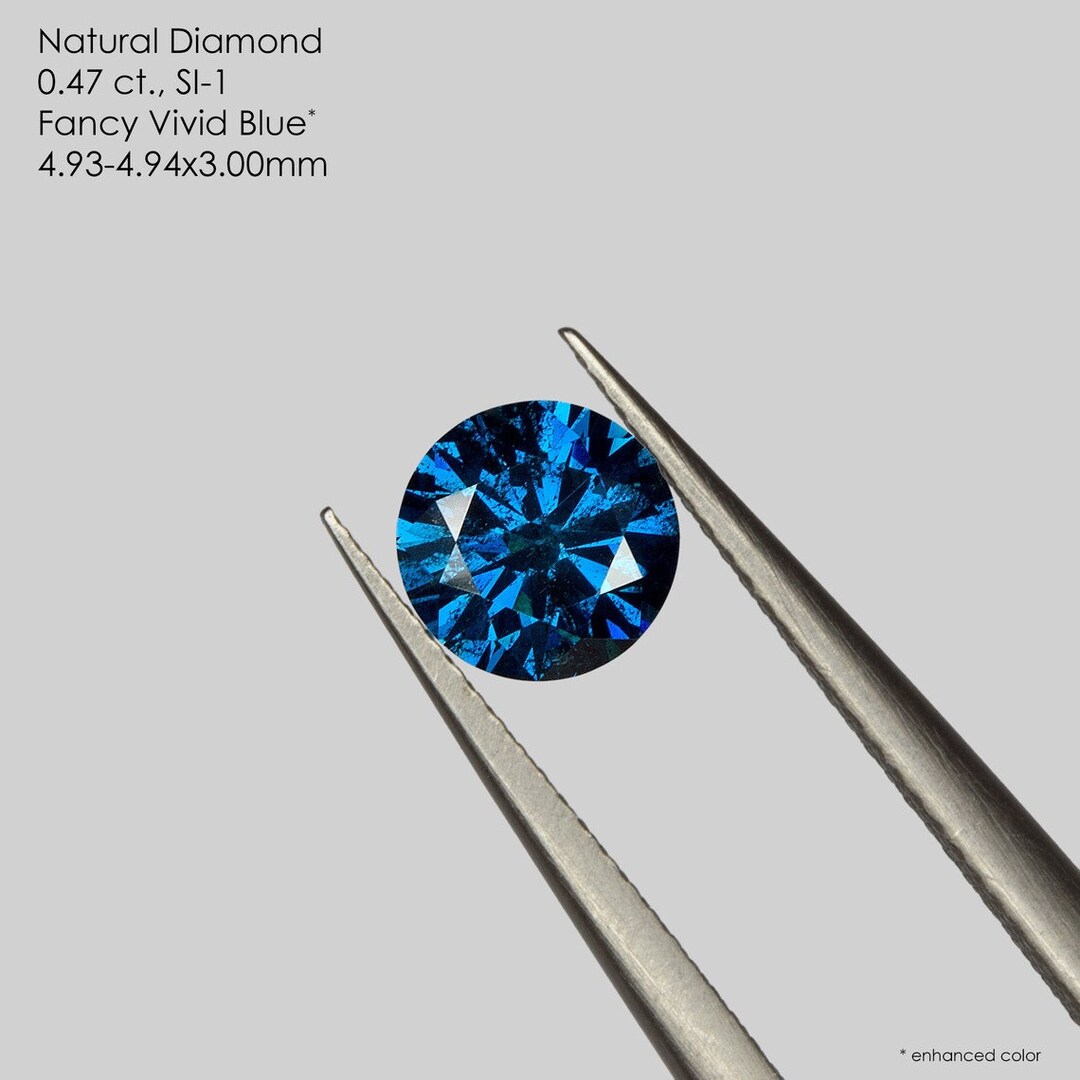 0.47ct Fancy Vivid Blue Loose Natural Diamond Round Solitaire for ...