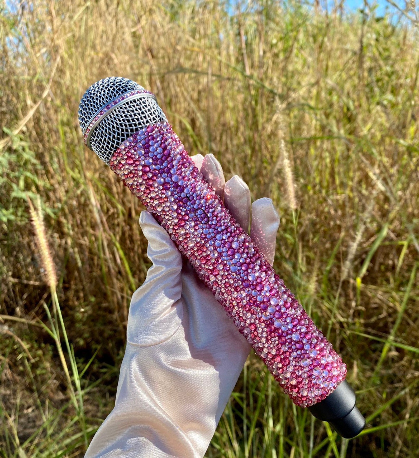Two Shade Pink Bling Wireless Microphone With Name, Swarovski Crystal ...