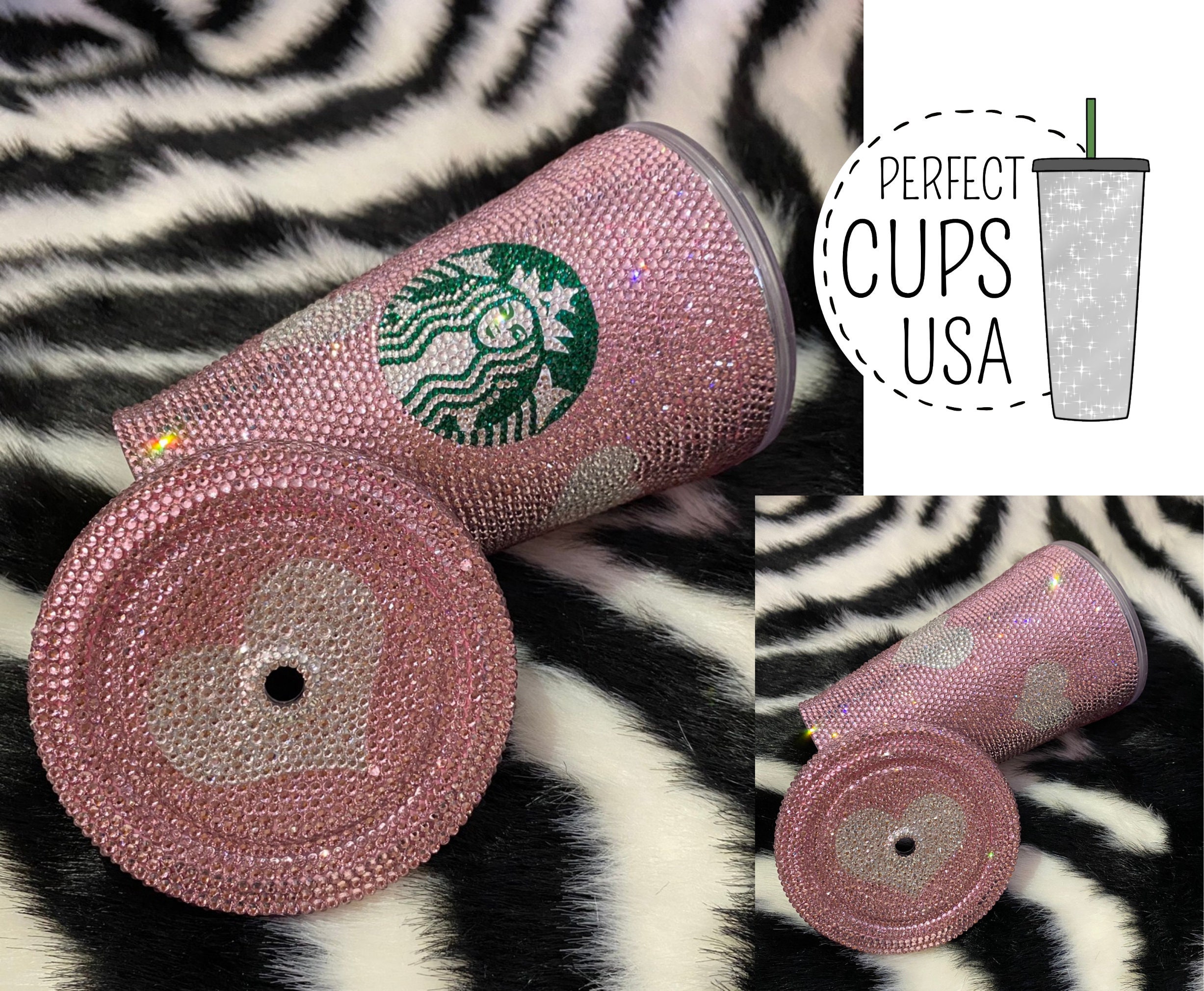 Pink Hearts Bling Cold Drink Cup Made With Genuine Swarovski - Etsy