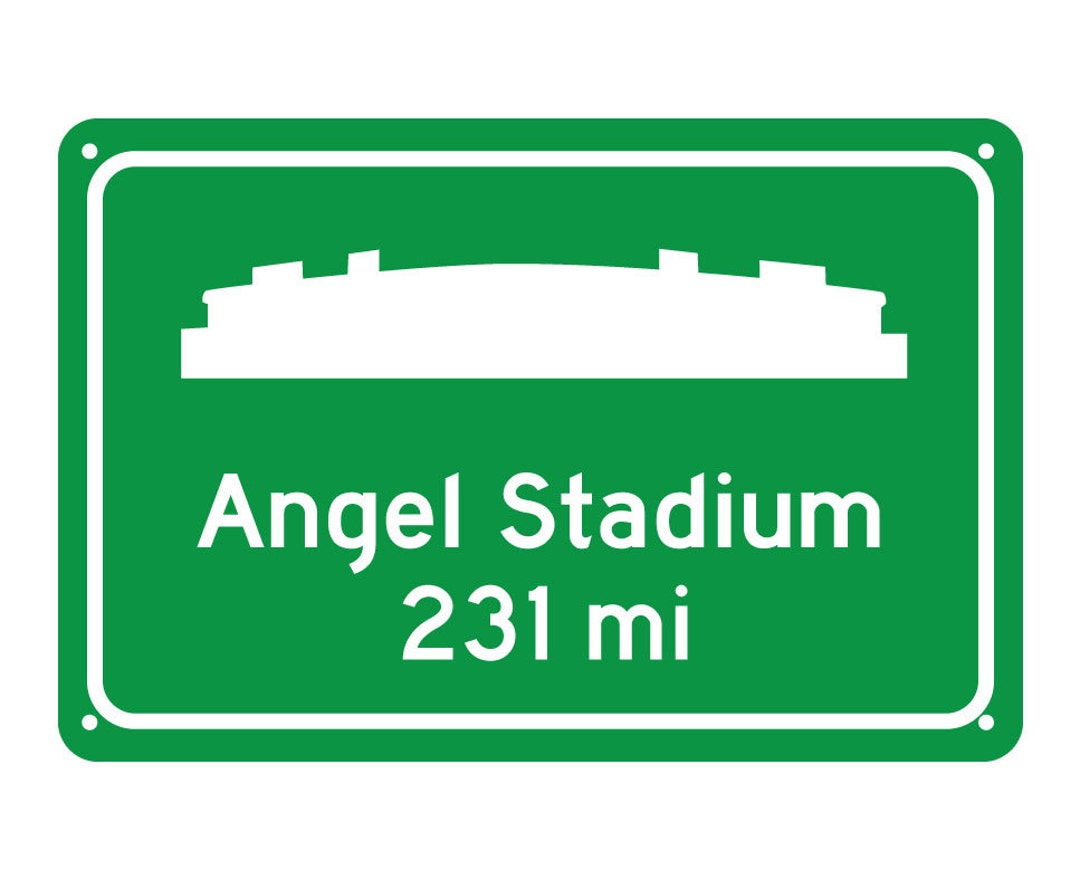 Anaheim Angels - Angel Stadium - Miles to Stadium Highway Road Sign ...