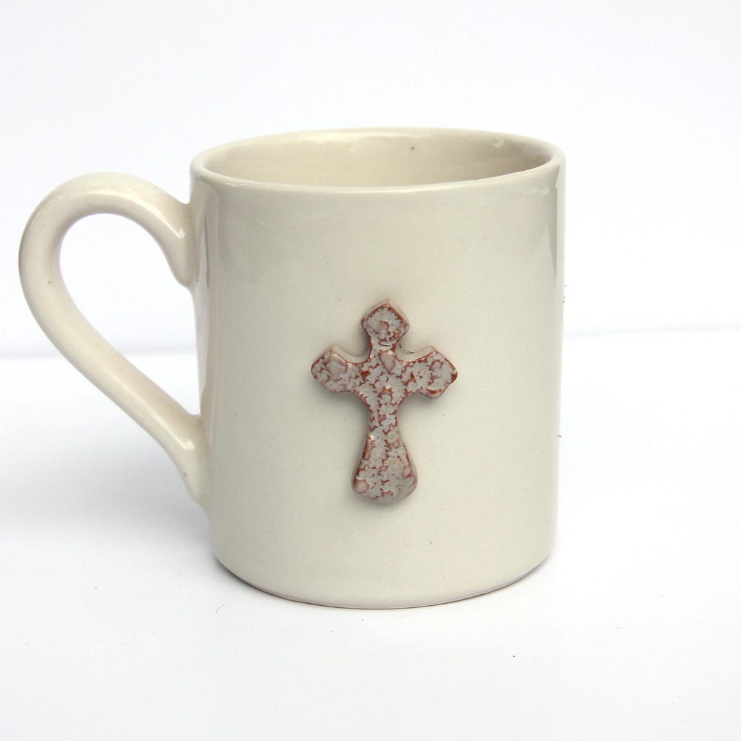 Handmade Cross Coffee Mug: Christian Pottery Gift - Etsy
