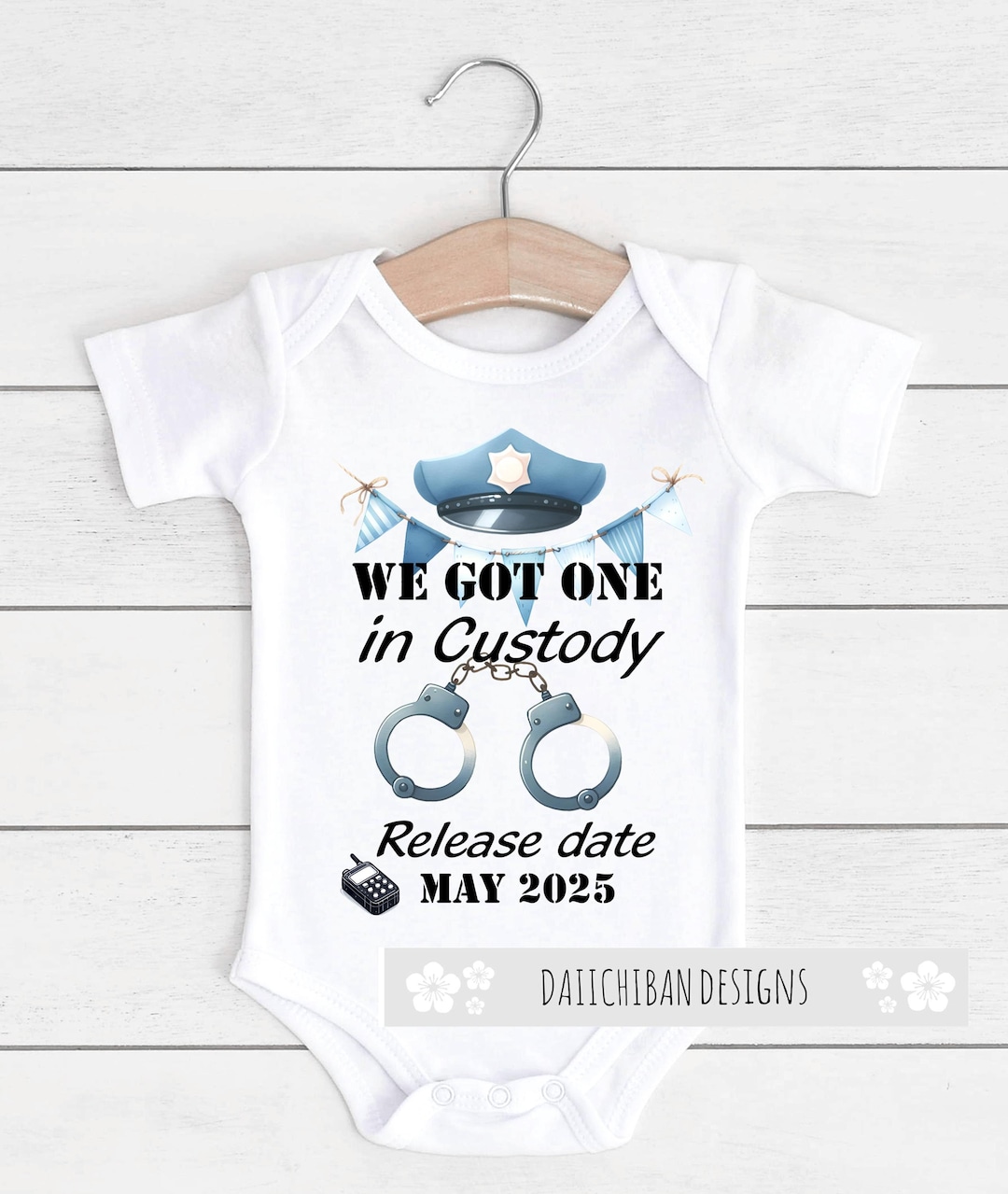 Police Pregnancy Announcement Bodysuit Personalized Police Baby ...