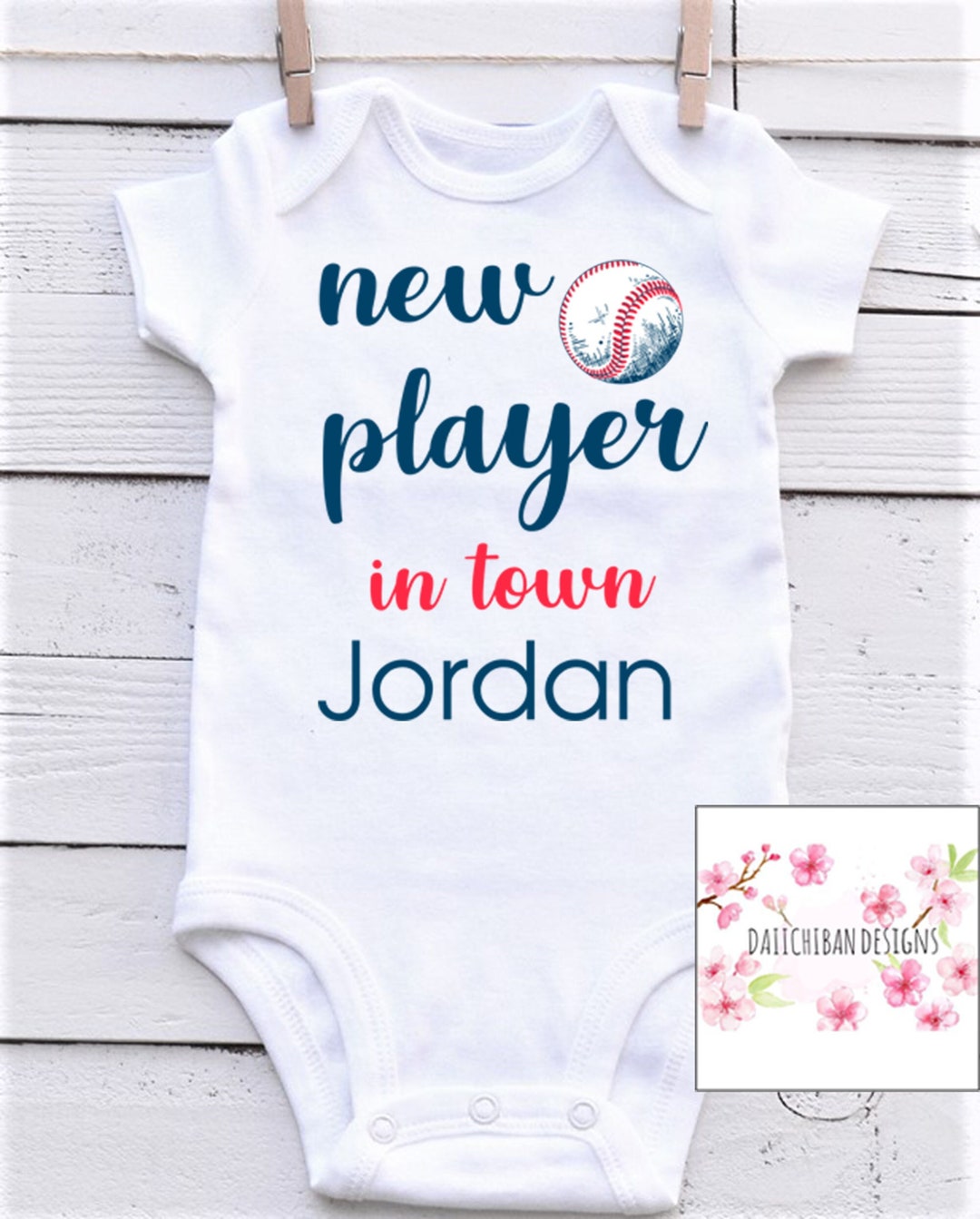 Personalized Baseball Onsie Boy Baseball Baby Gifts Custom Baseball ...