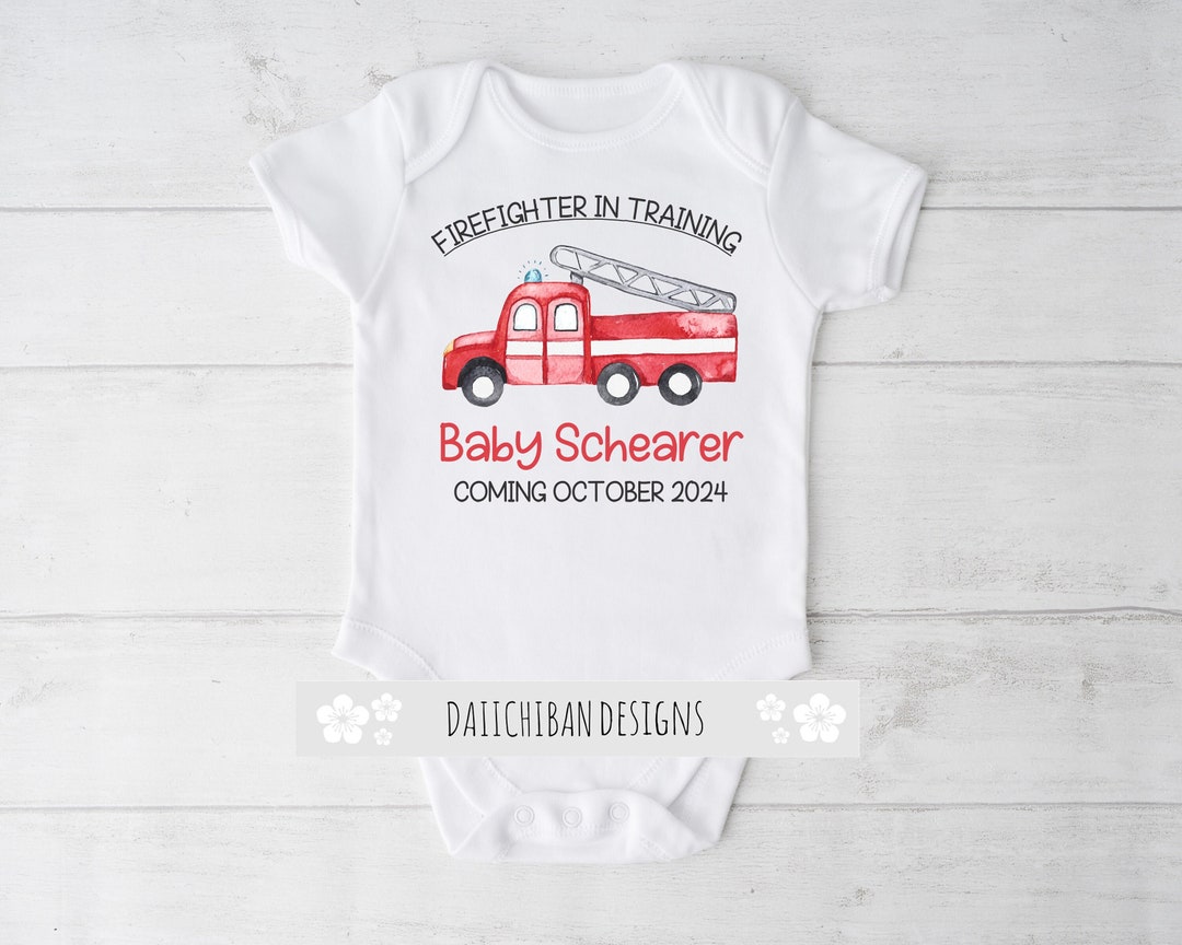 Firefighter Pregnancy Announcement Baby Bodysuit: Personalized Fireman ...