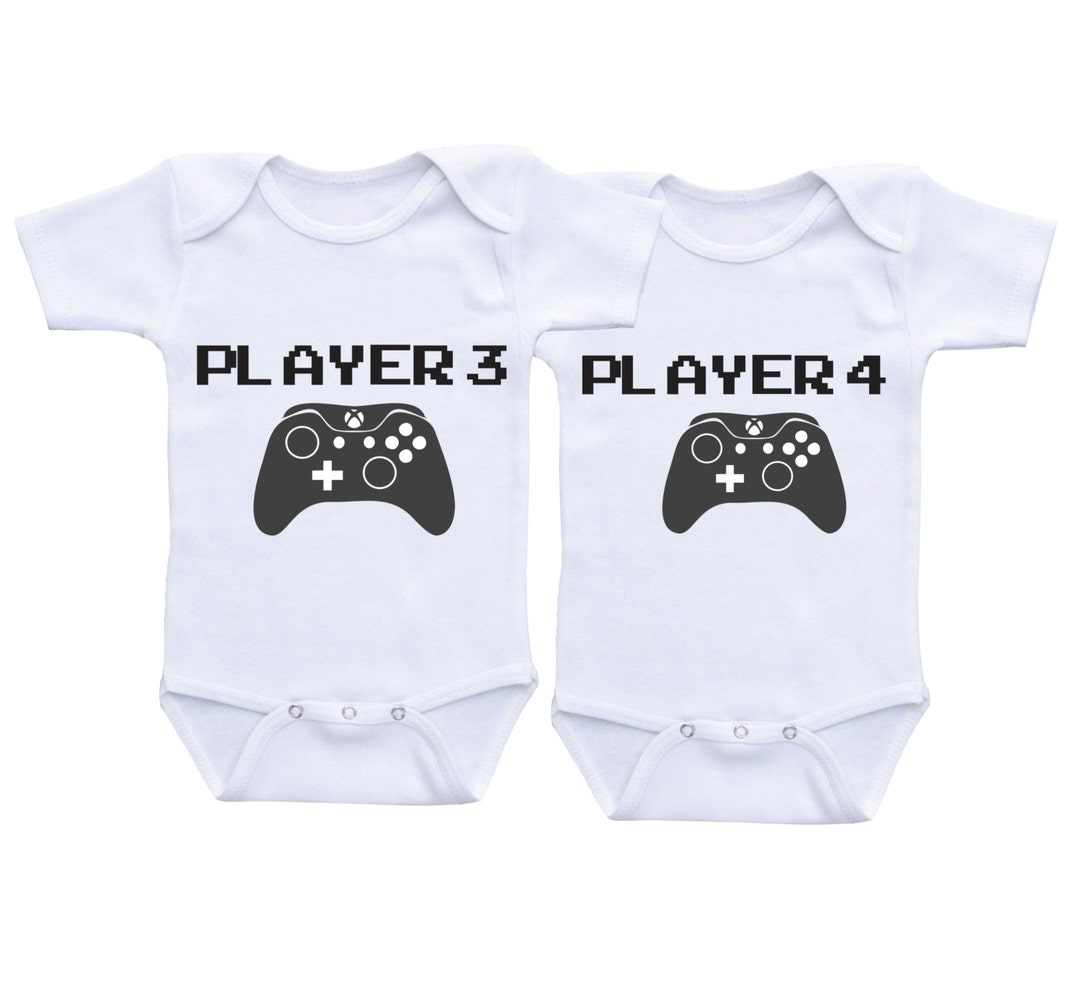 Player 3 Player 4 Videogame Onesies Twin Onesies for Boy or Girl Twins ...