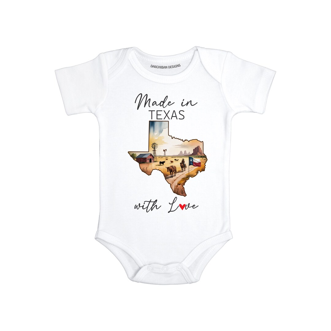 Made in Texas Baby Bodysuit: Funny Newborn Outfit, Custom State Gift - Etsy