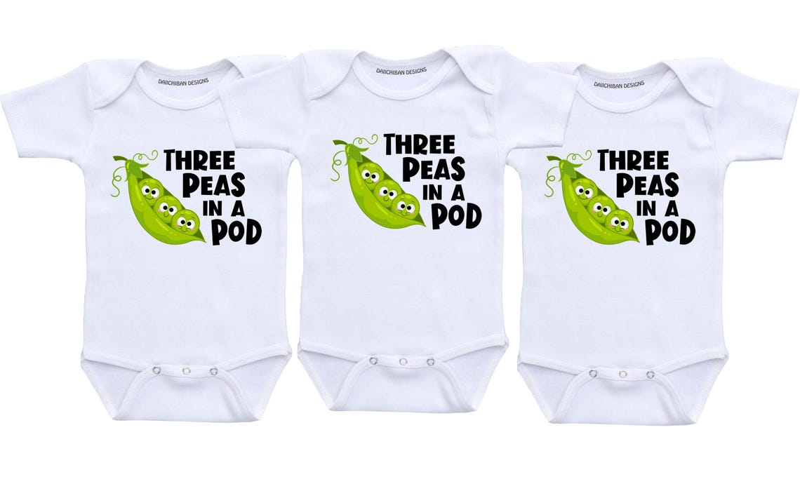 Triplets Baby Clothes: Three Peas in a Pod, Matching Baby Outfits - Etsy