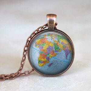 Globe Necklace - Globe Jewelry Planet Necklace World Globe Travel ...