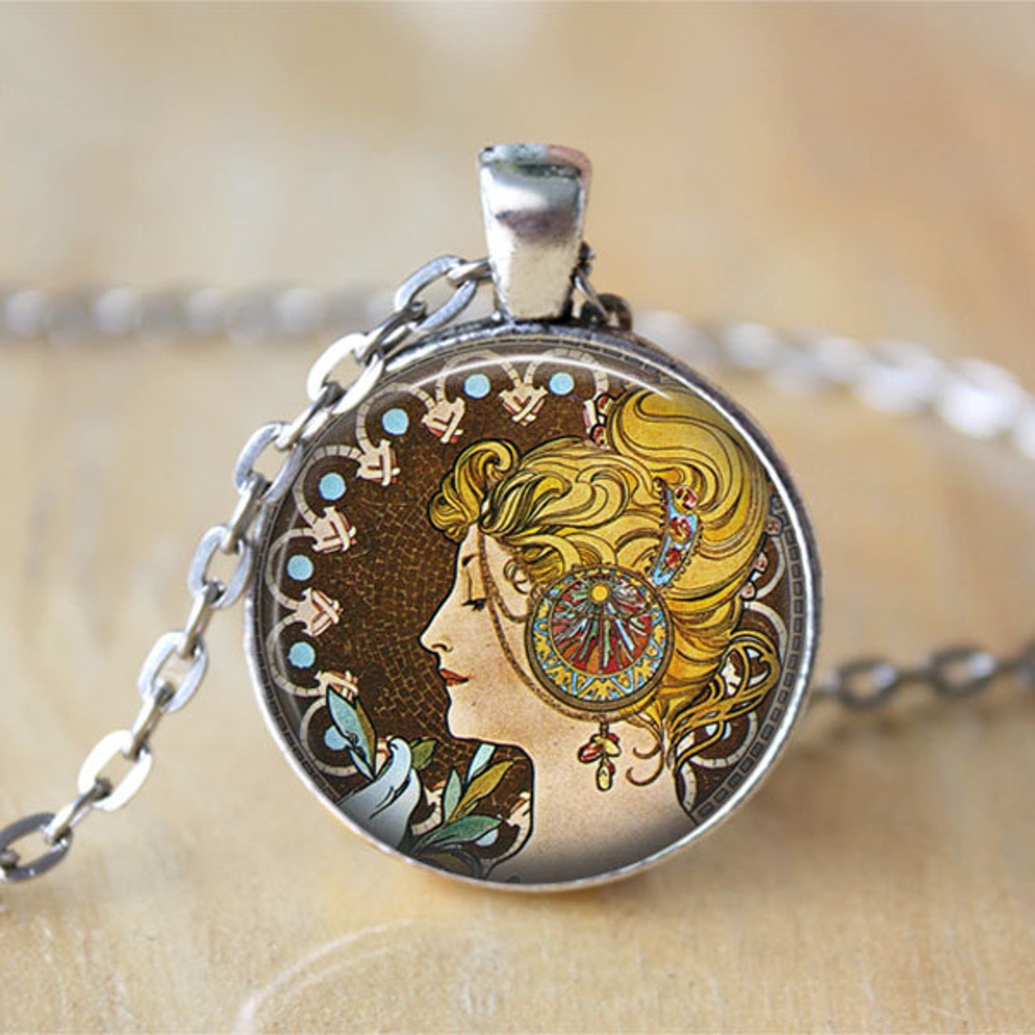 Alphonse Mucha Art Necklace Art Nouveau Jewelry Mucha - Etsy