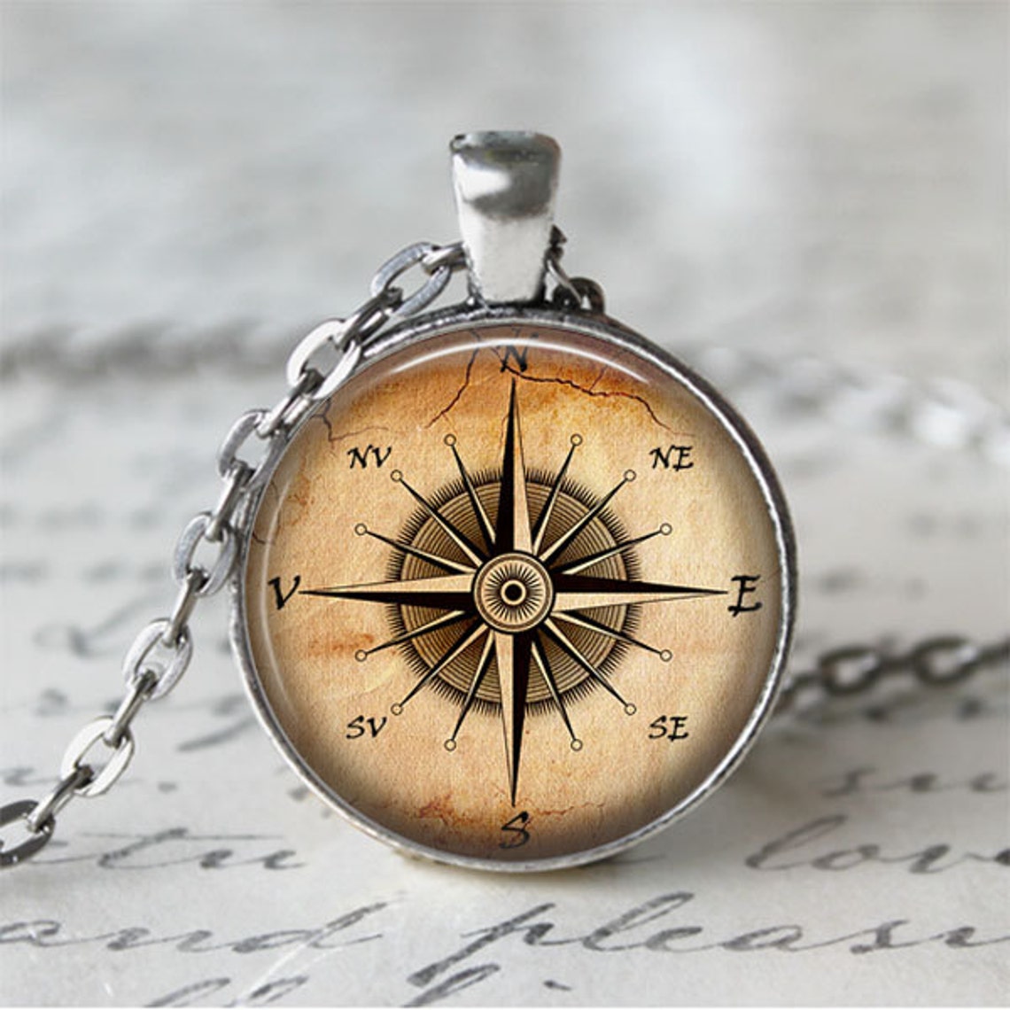 Compass Necklace Compass Rose Compass Jewelry Compass Etsy