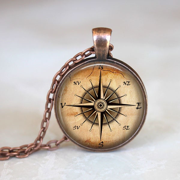 Compass Necklace - Compass Rose Compass Jewelry Compass Pendant ...