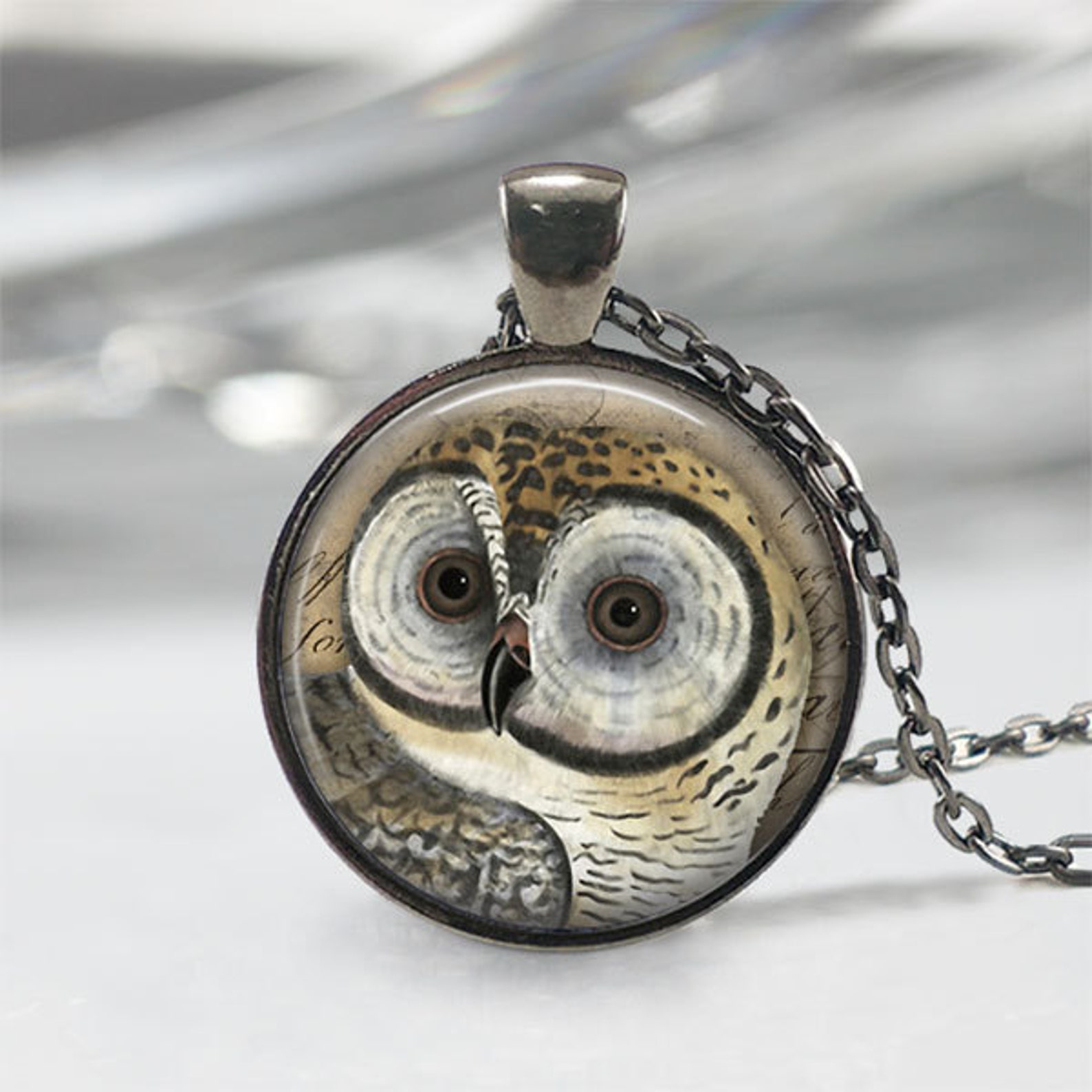 Owl Necklace Owl Jewelry Bird Necklace Nature Necklace Gray - Etsy