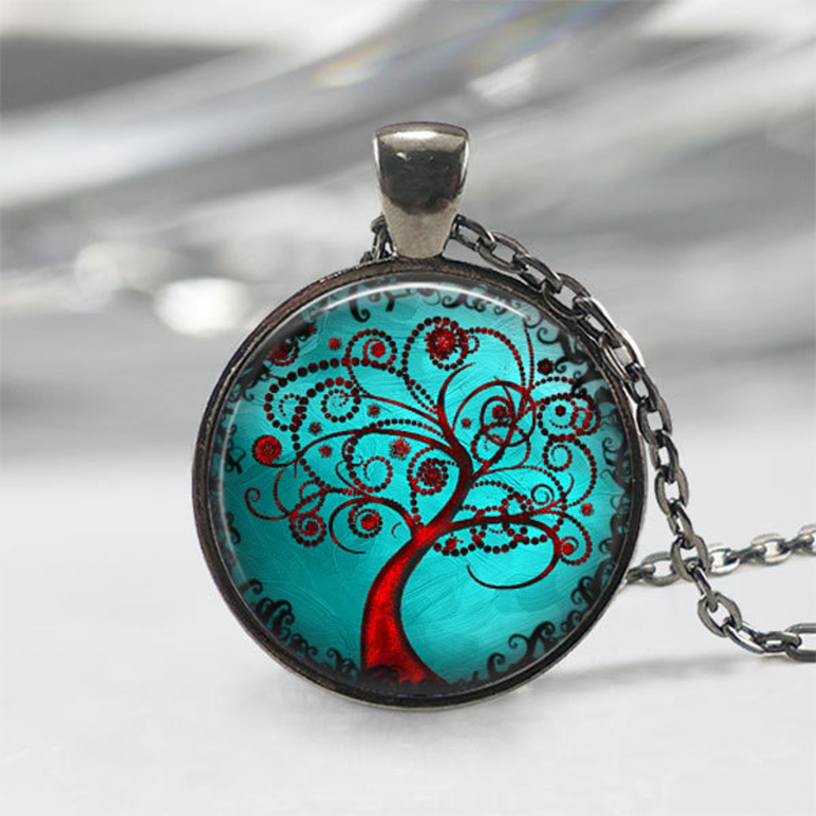 Tree Necklace Red Tree of Life Tree Jewelry Zen Yoga Jewelry | Etsy