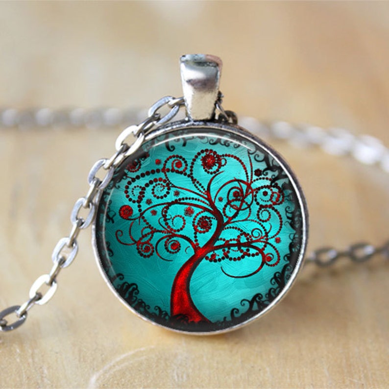 Tree Necklace - Red Tree of Life Tree Jewelry Zen Yoga Jewelry Gift for ...
