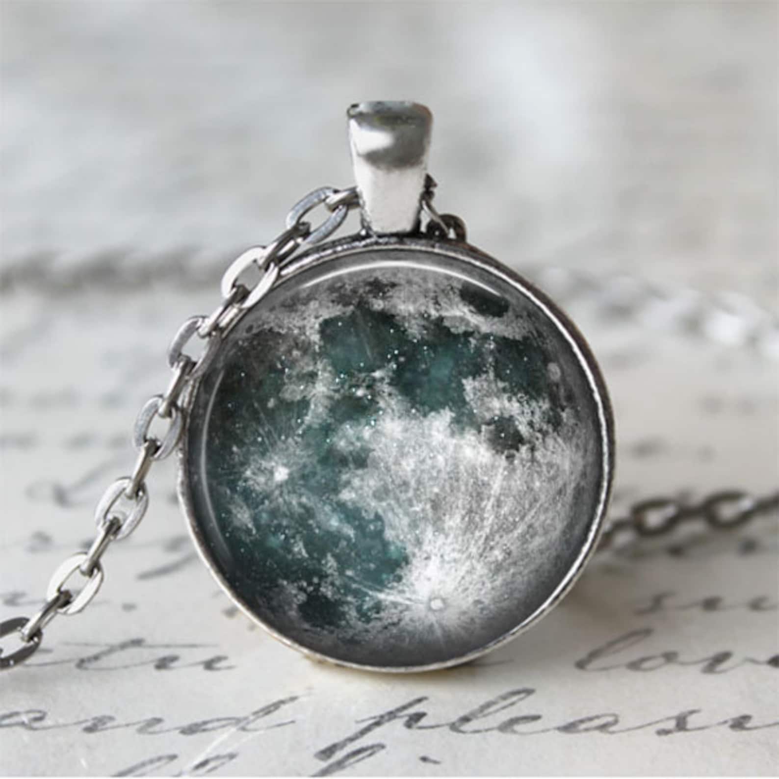 Blue Moon Necklace Full Moon Necklace Full Moon Jewelry - Etsy