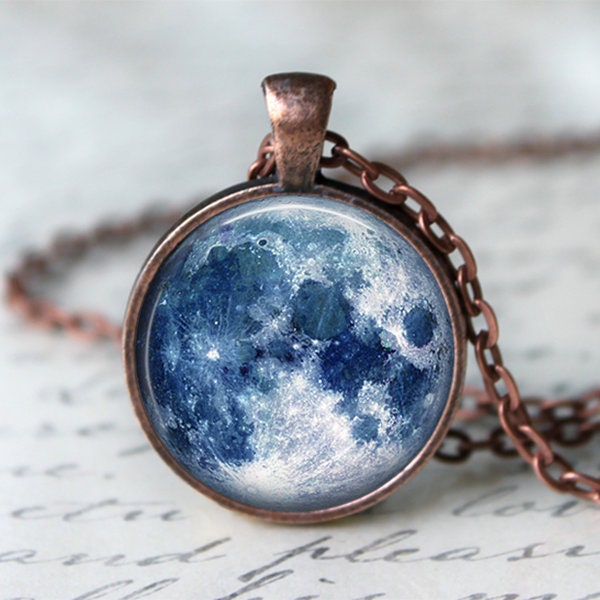 Blue Moon Necklace Full Moon Jewelry Full Moon Pendant Full | Etsy