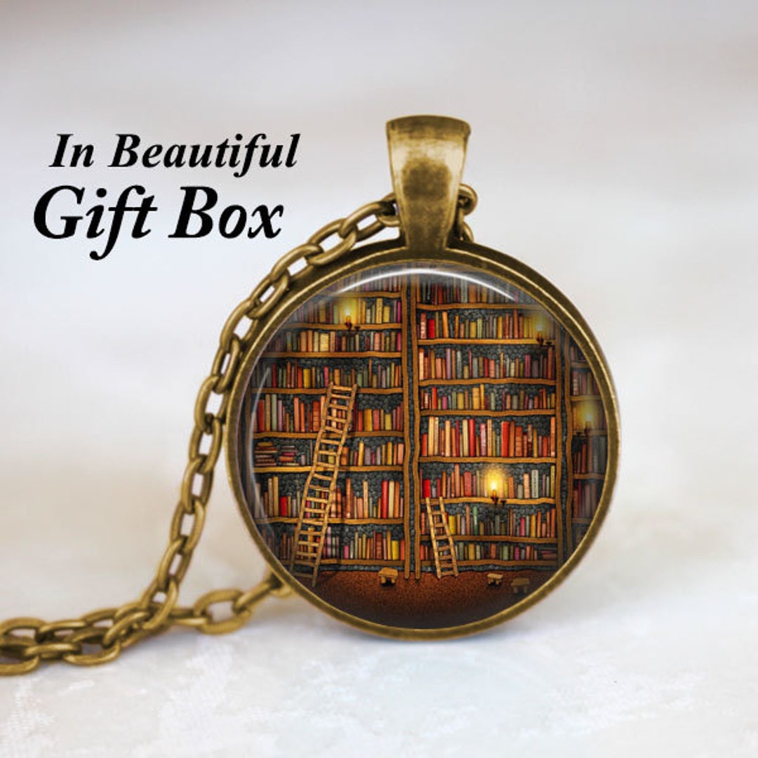 Library Book Necklace - Book Worm Necklace Book Necklace Book Lovers ...
