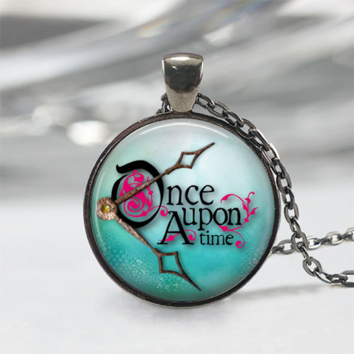 Once Upon A Time Necklace • Fairy Tail Necklace • Clock Hands • Teal ...