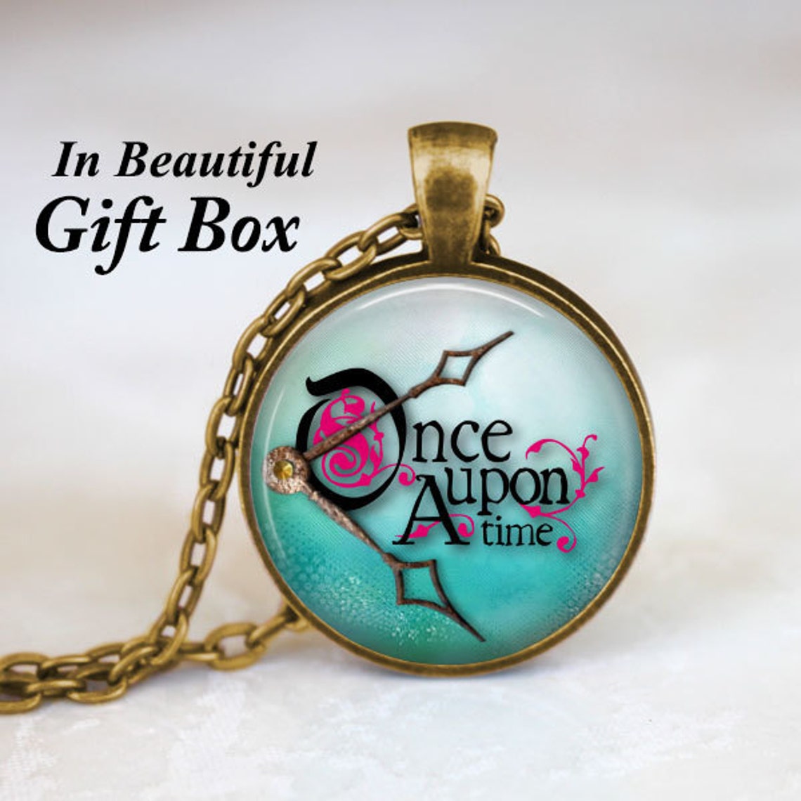 Once Upon A Time Necklace • Fairy Tail Necklace • Clock Hands • Teal ...